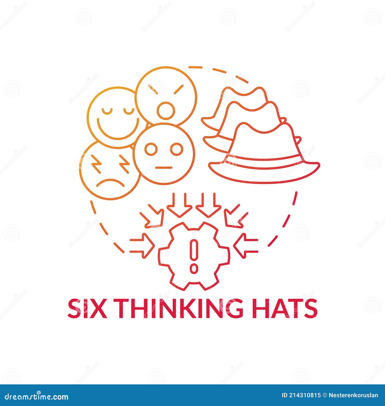 Six Thinking Hats Red Gradient Concept Icon Stock Vector - Illustration ...
