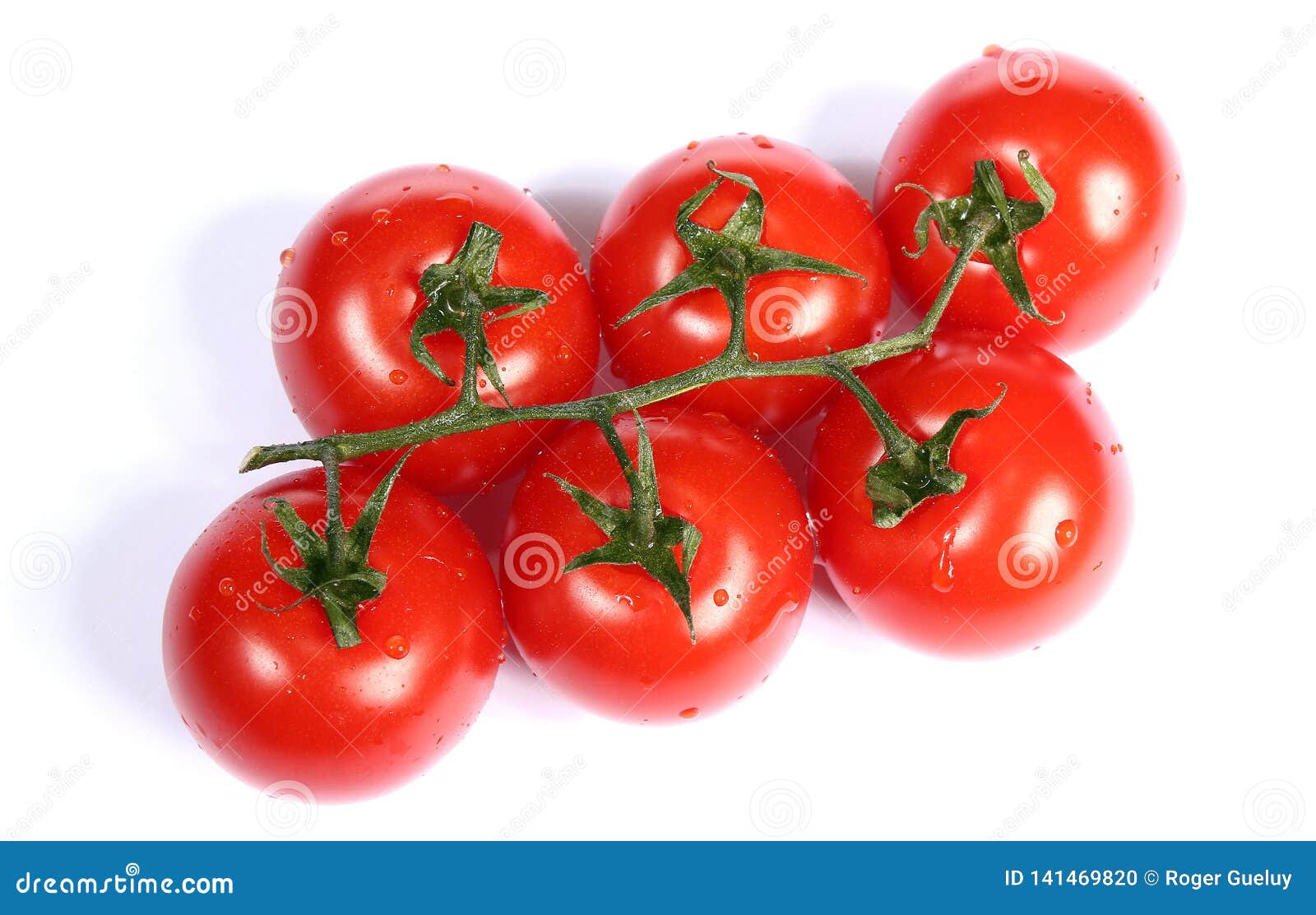 Six Cherry Tomatoes in Clusters on a White Background Stock Photo ...