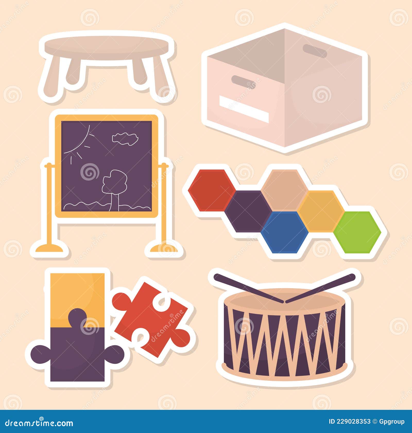 Six toys illustration stock vector. Illustration of jigsaw - 229028353