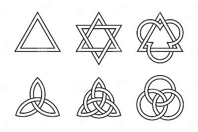 Six Trinity Symbols, Symbols Formed by Triangles, Triquetras, and ...