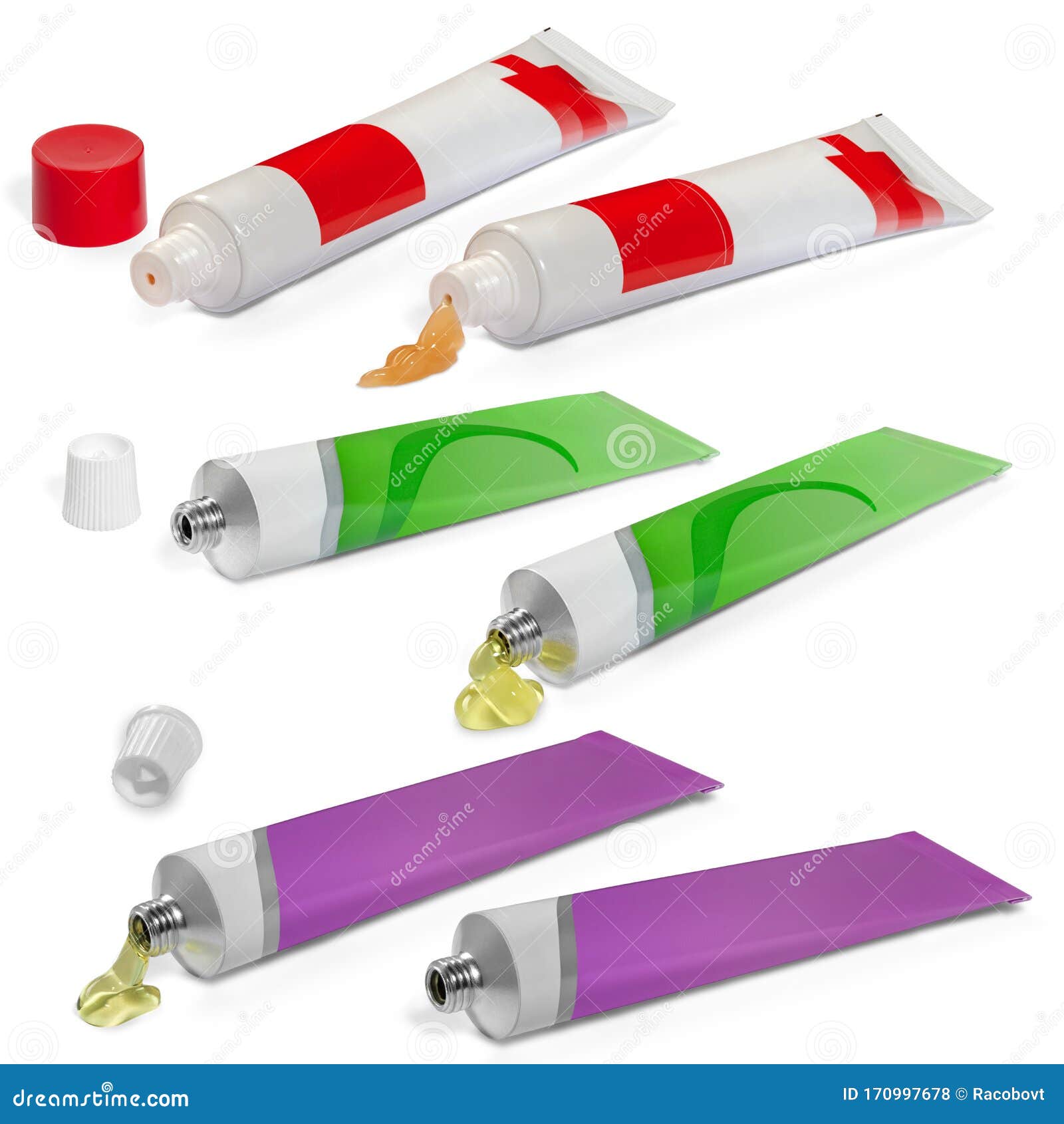 Six Tubes of Different Color Stock Photo - Image of clean, tube: 170997678