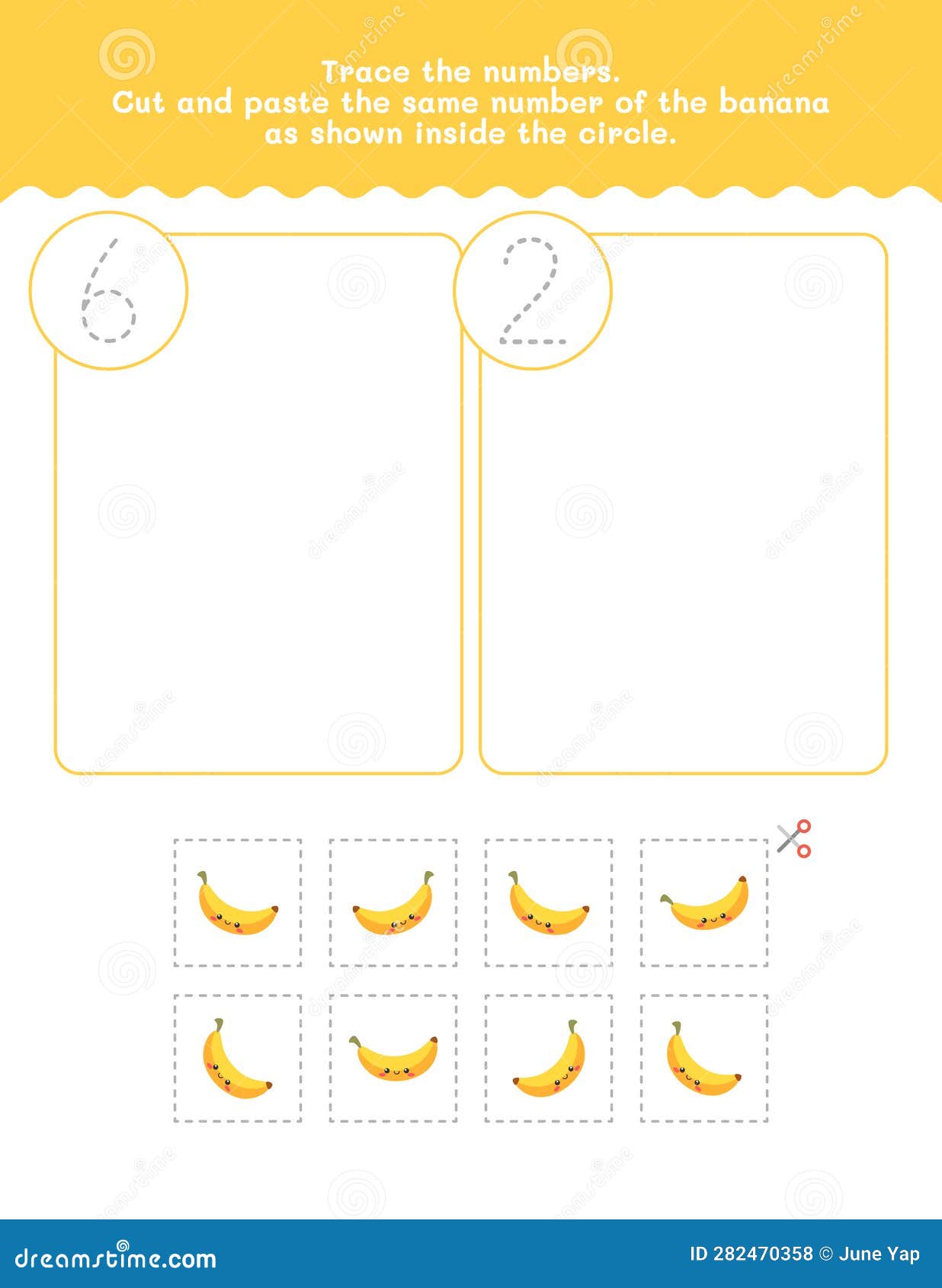 Six and Two Counting and Tracing Number Worksheet. Cut and Paste ...