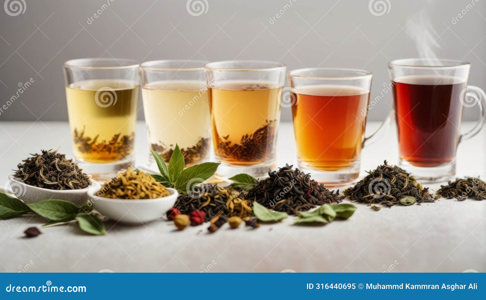 Six Types of Tea on a White Background, Isolated. Stock Illustration ...