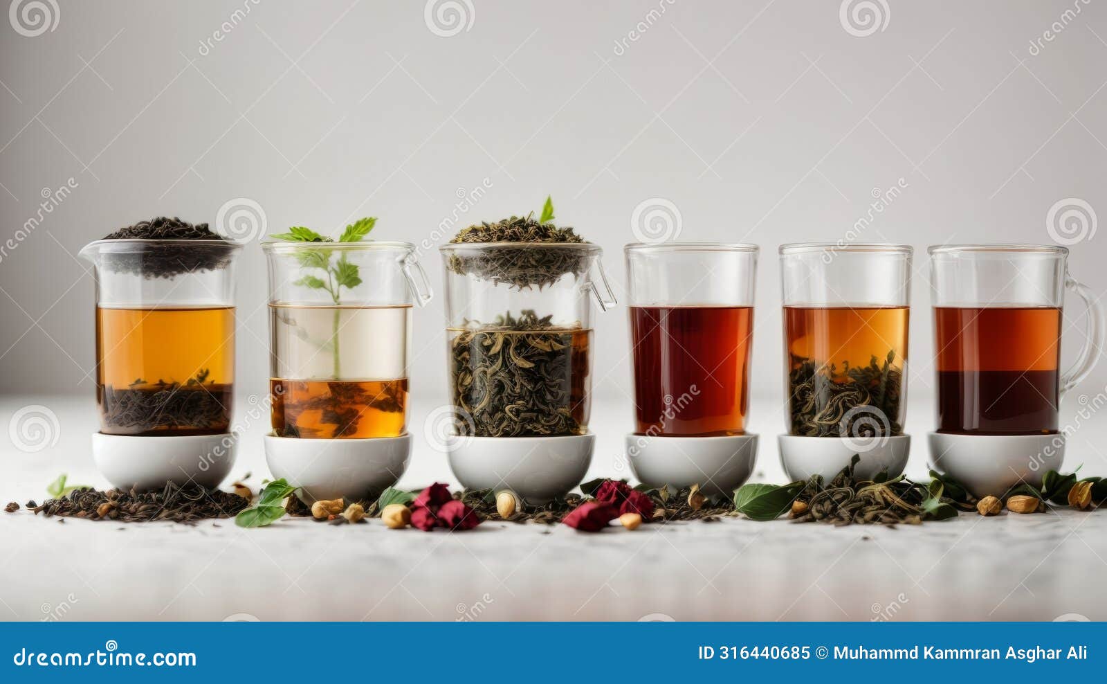 Six Types of Tea on a White Background, Isolated. Stock Illustration ...