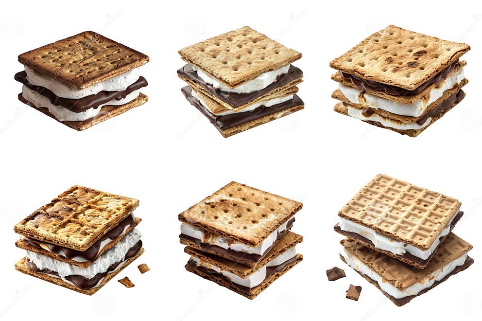Six Variations of S Mores with Different Textures and Layers Stock ...