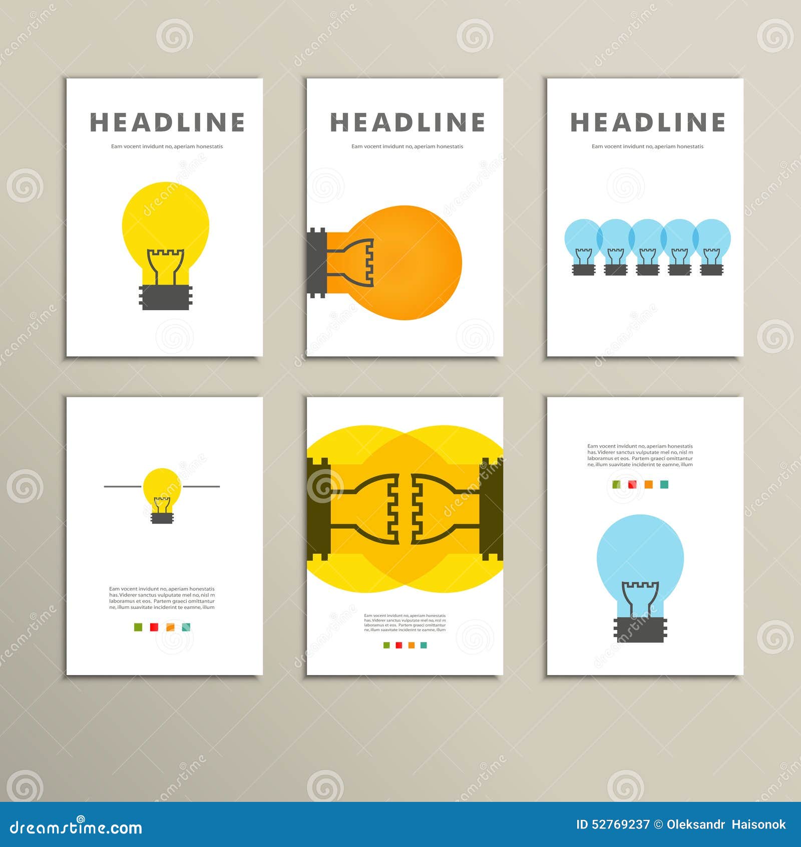 Six Vector Line Patterns Brochures with Lights Stock Vector ...