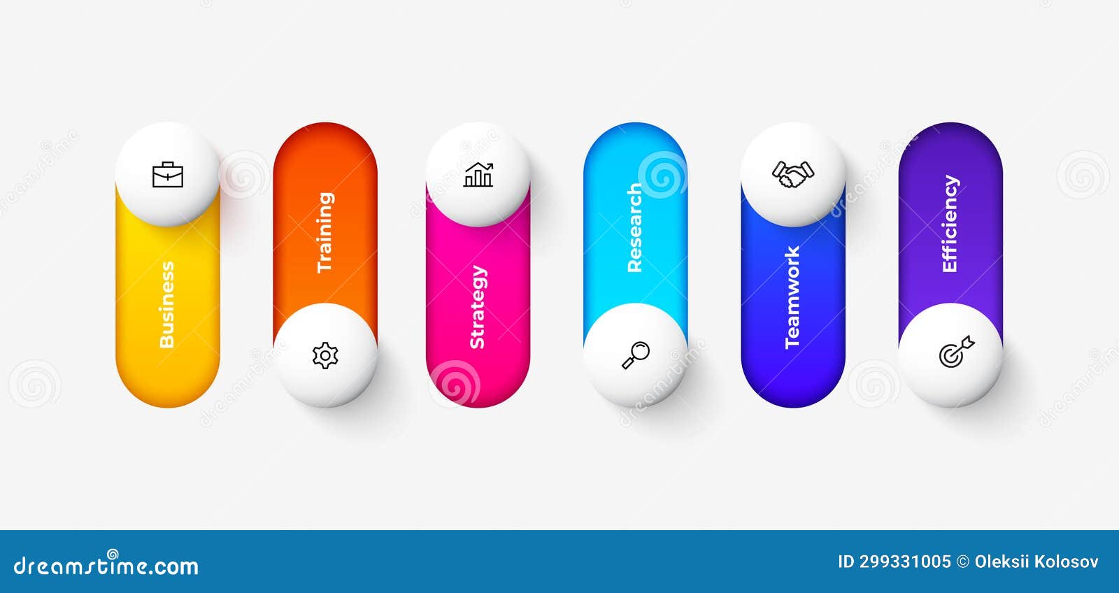 Six Vertical Rounded Banners with Circles. Infographic Template with 6 ...