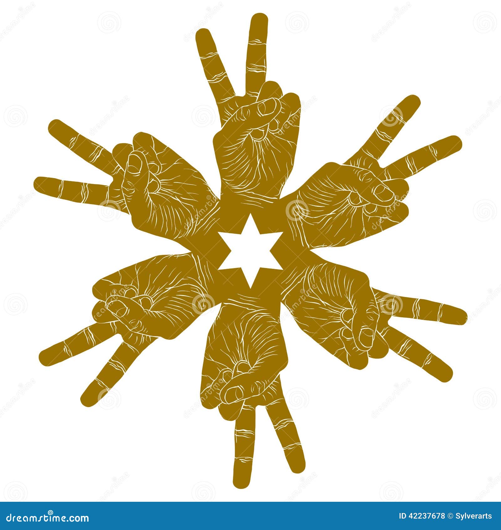 Six Victory Hands Abstract Symbol With Hexagonal Star, Vector Sp ... Six Victory Hands Abstract Symbol With Hexagonal Star, Vector Sp ...
