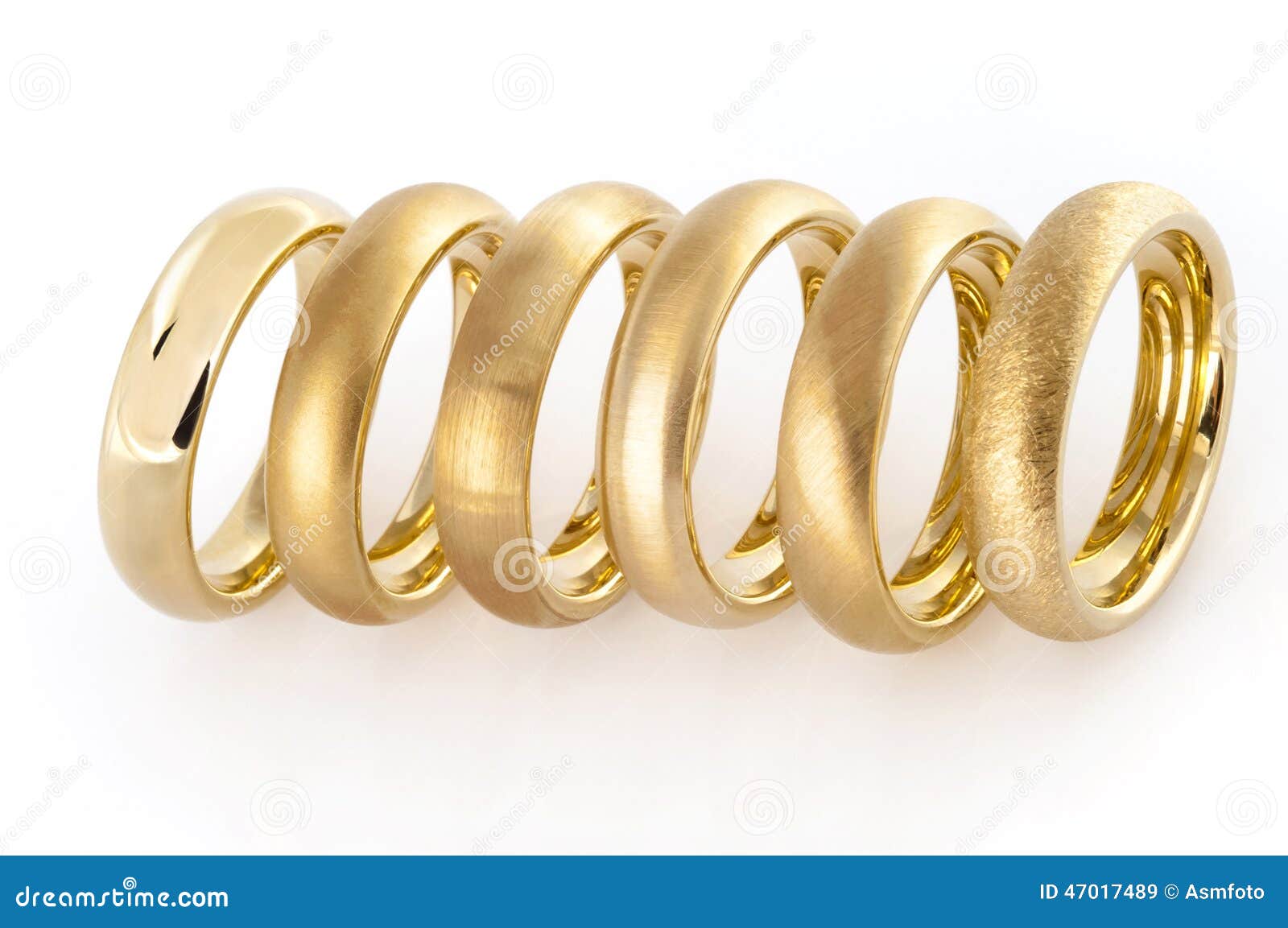 Six Wedding Rings in a Line Stock Image - Image of matte, jewelery ...