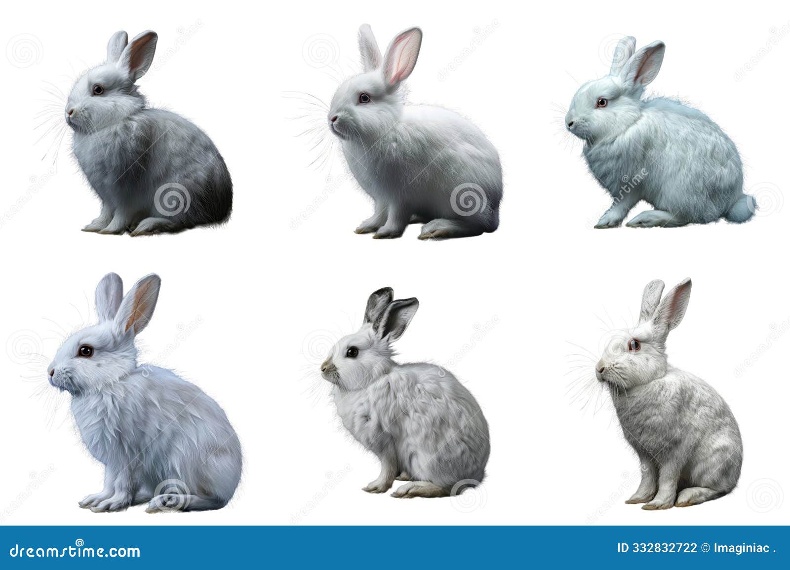 Six White Rabbits Sitting with Distorted Backgrounds Stock Illustration ...