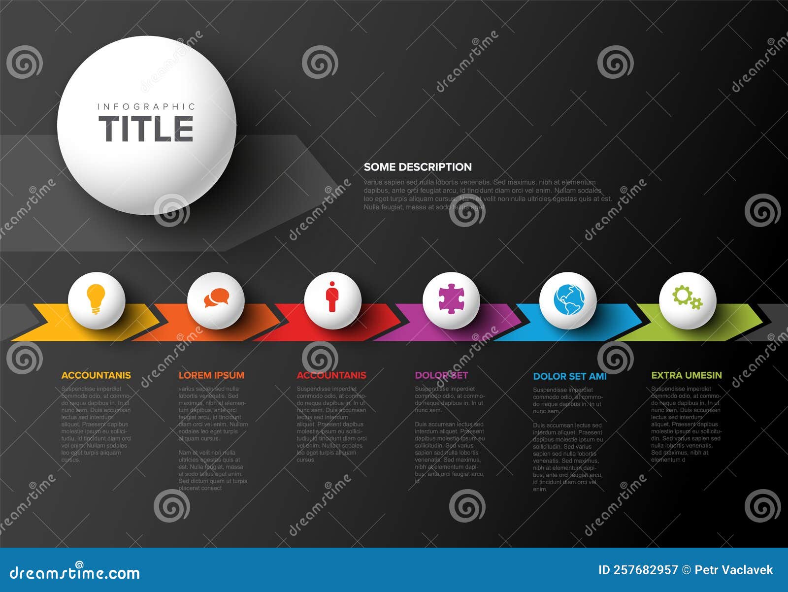 Dark Timeline Made From Seven Rainbow Color Transparent Triangles With ...