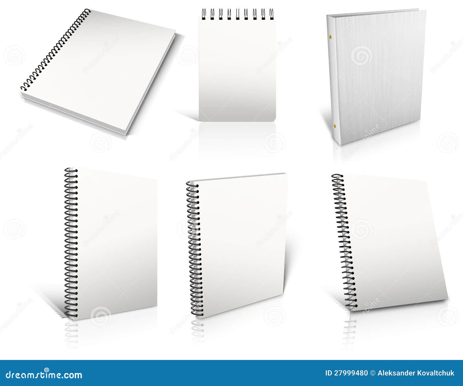 Six White Spiral Blank Notepad on White. Stock Illustration ...