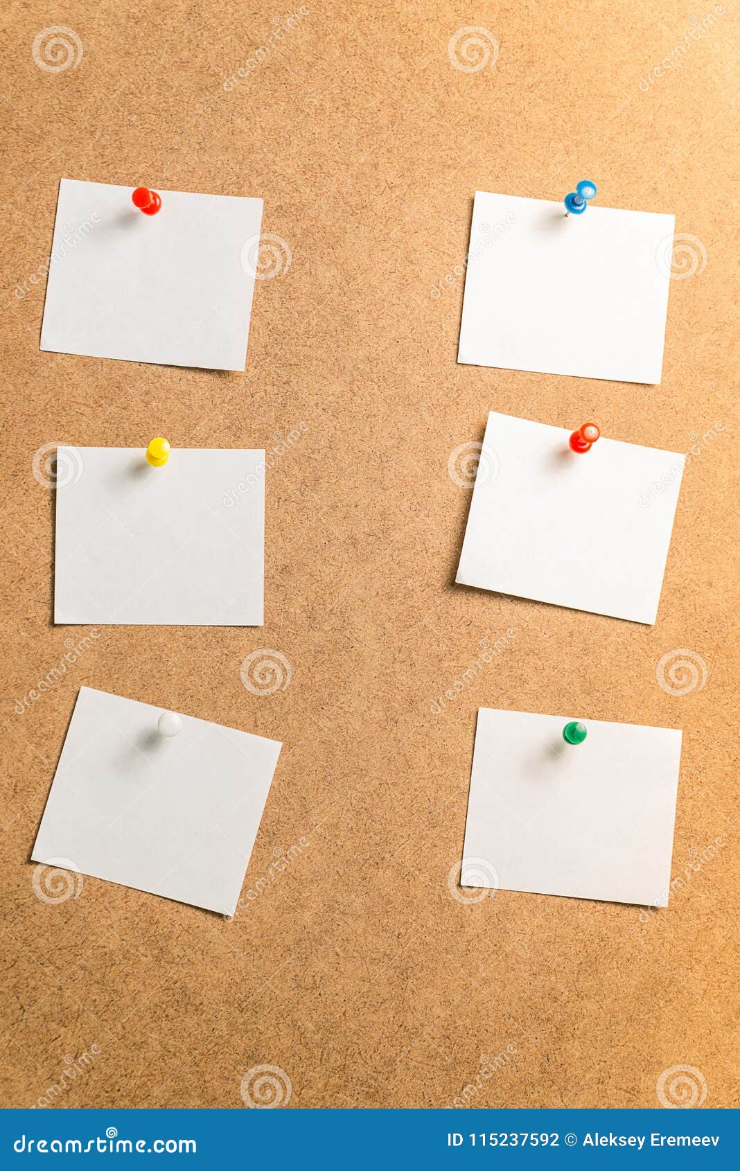 Six White Stickers for Taking Notes on a Cardboard Background Stock ...