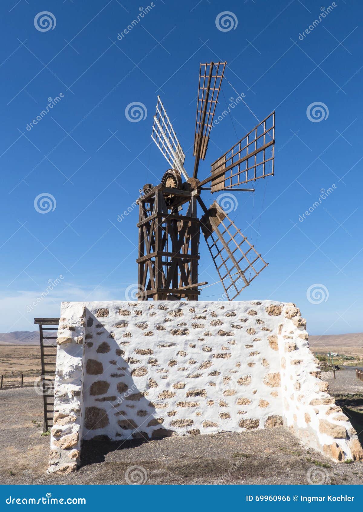 Six Wing Rectangular Female Windmill on the Canary Island. Stock Photo ...