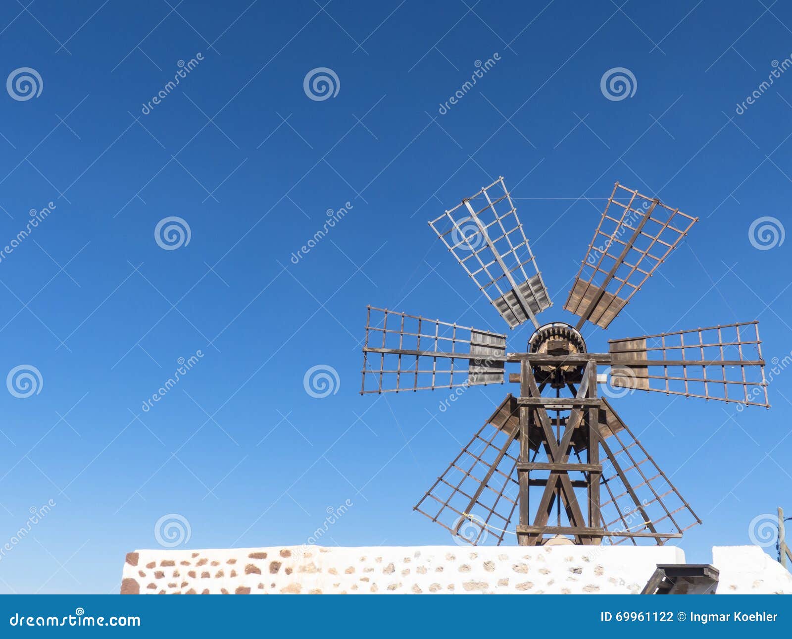 Six Wing Rectangular Female Windmill on the Canary Island. Stock Photo ...