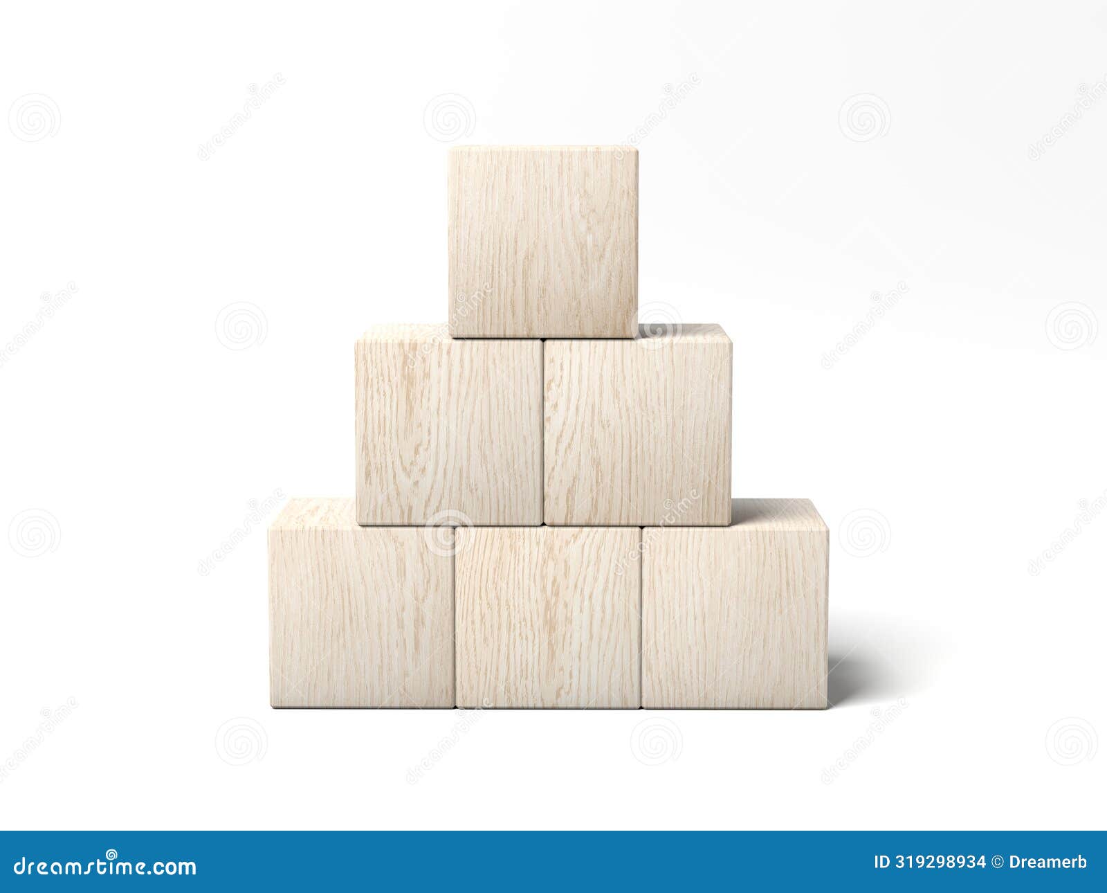 Six Wooden Blocks Isolated on White Background. Blank. Empty. Pyramid ...