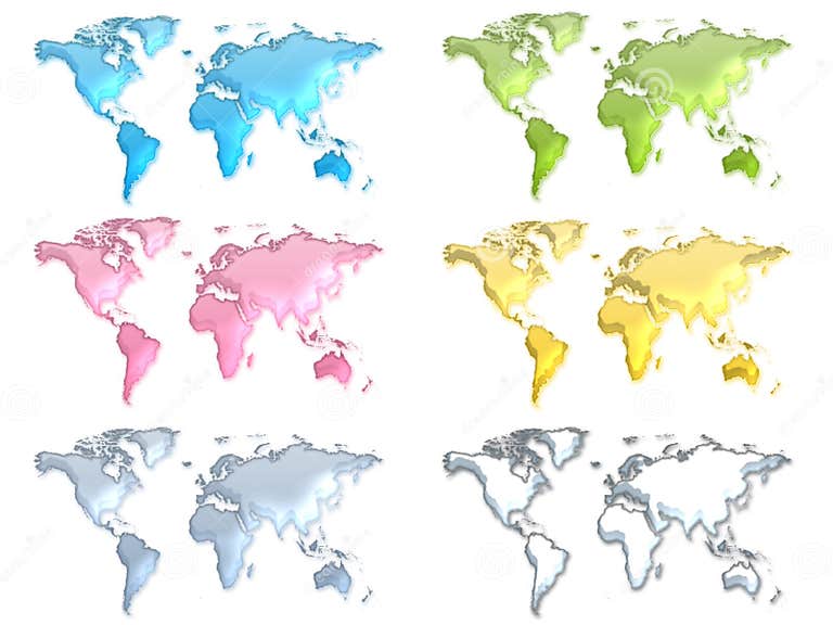 Six worlds 3d pastel stock illustration. Illustration of europe - 1156905