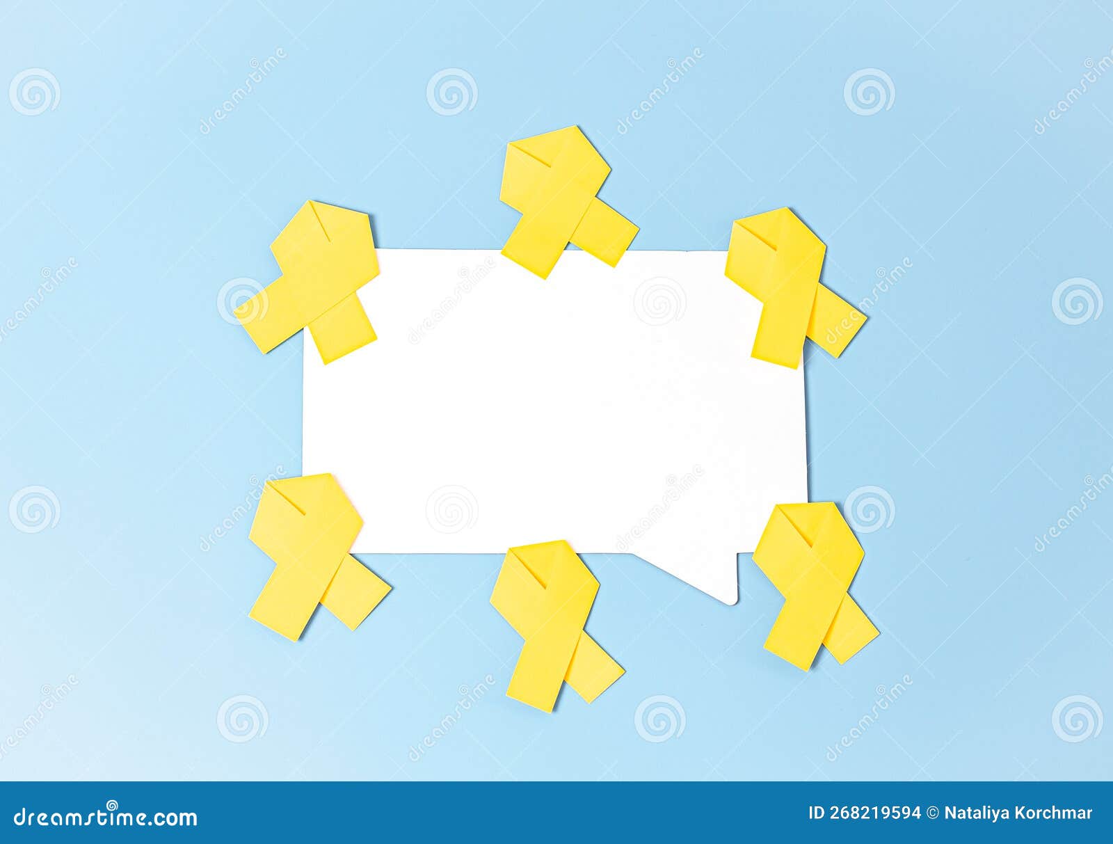 Six Yellow Ribbons and Empty Callout on Blue. Stock Photo - Image of ...