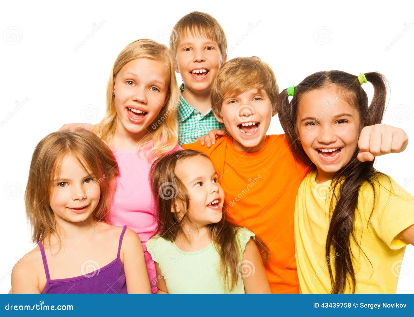 Six Young Children on a White Background Foto de archivo - Imagen de ...