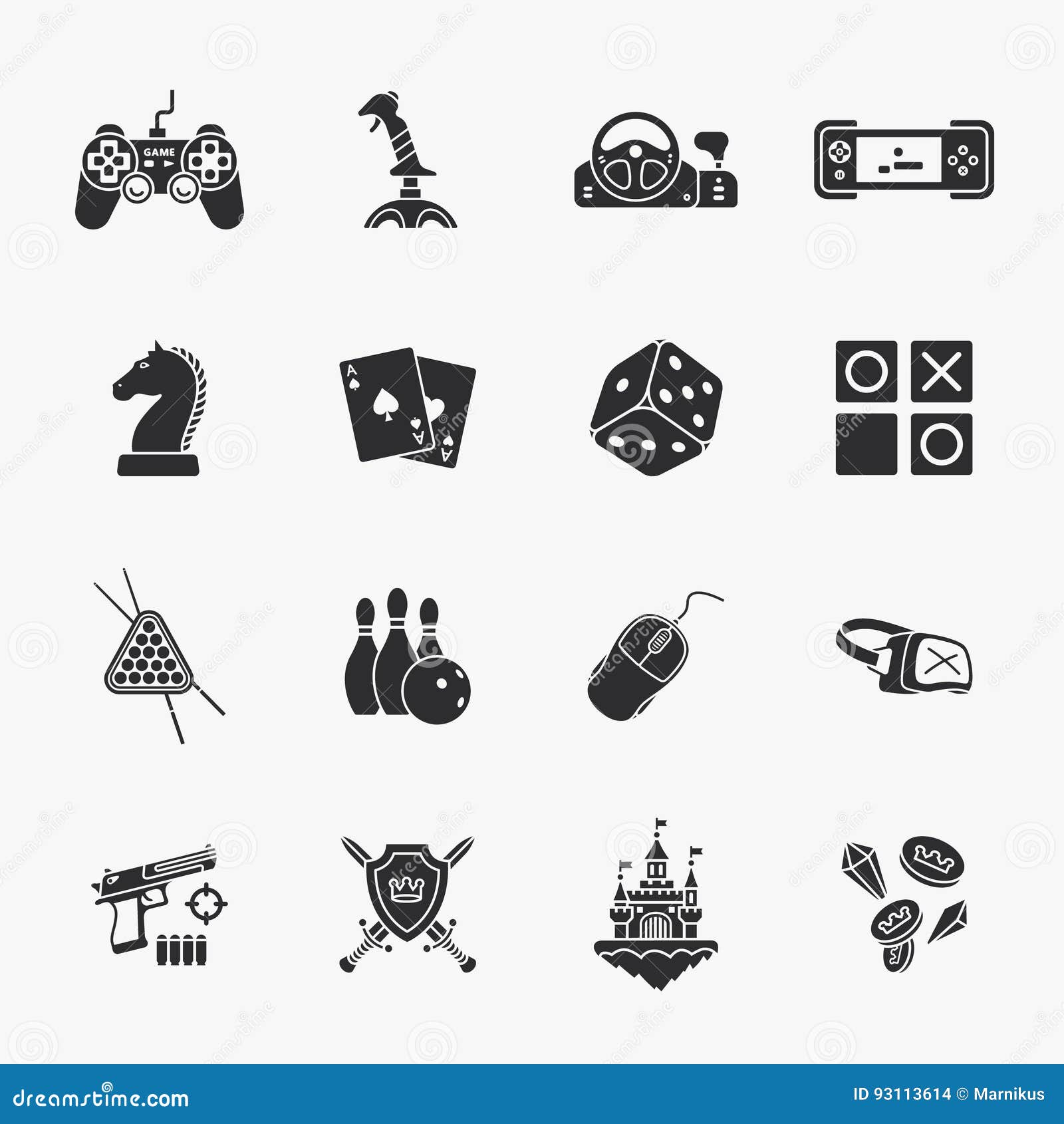 Sixteen flat game icons stock vector. Illustration of game - 93113614