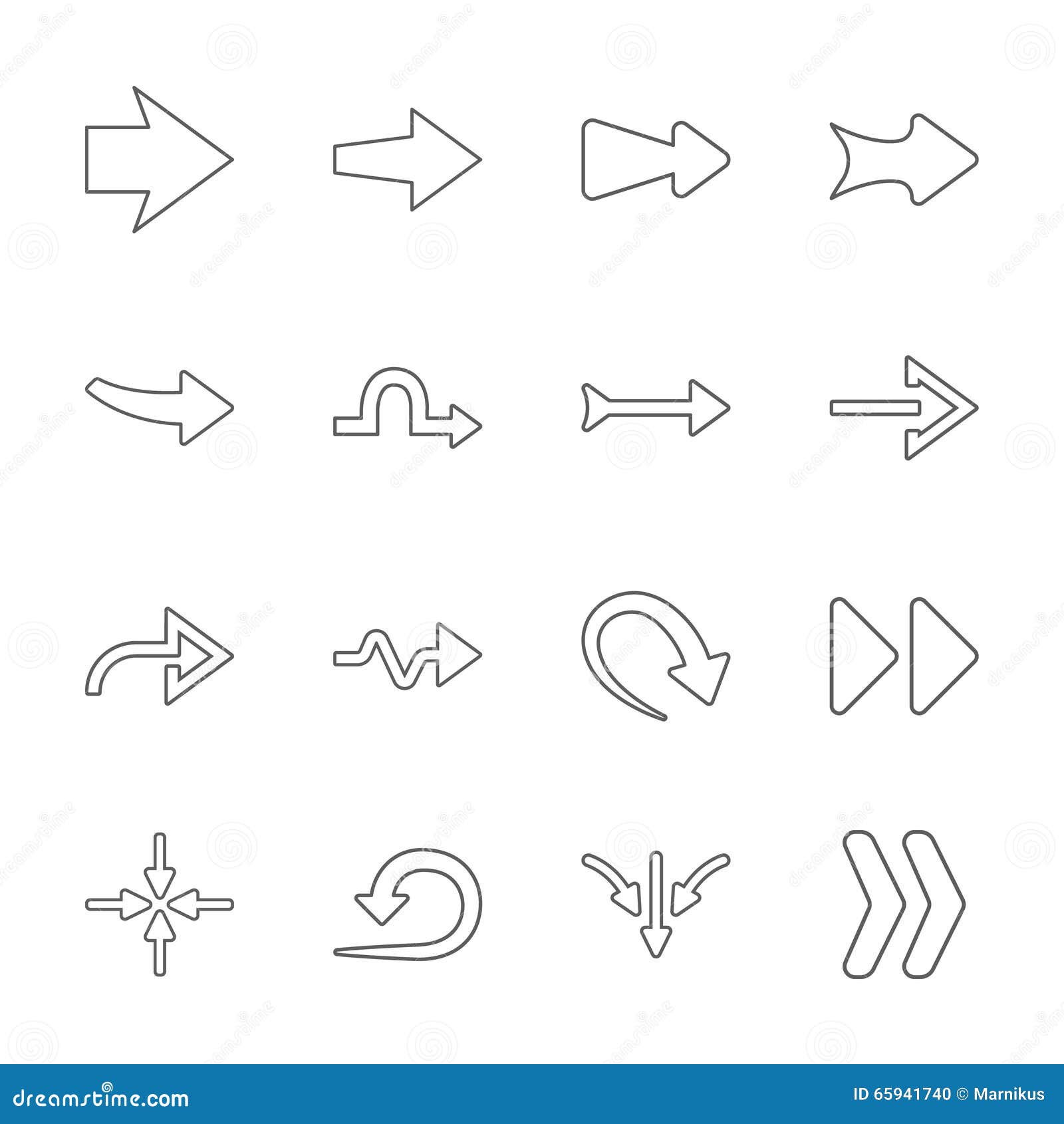 Sixteen new simple arrows stock vector. Illustration of line - 65941740