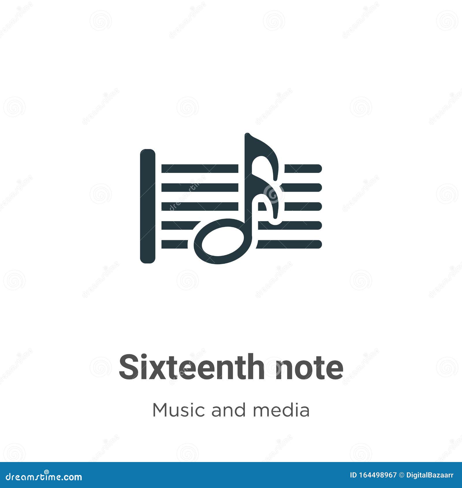Sixteenth Note Vector Icon on White Background. Flat Vector Sixteenth ...