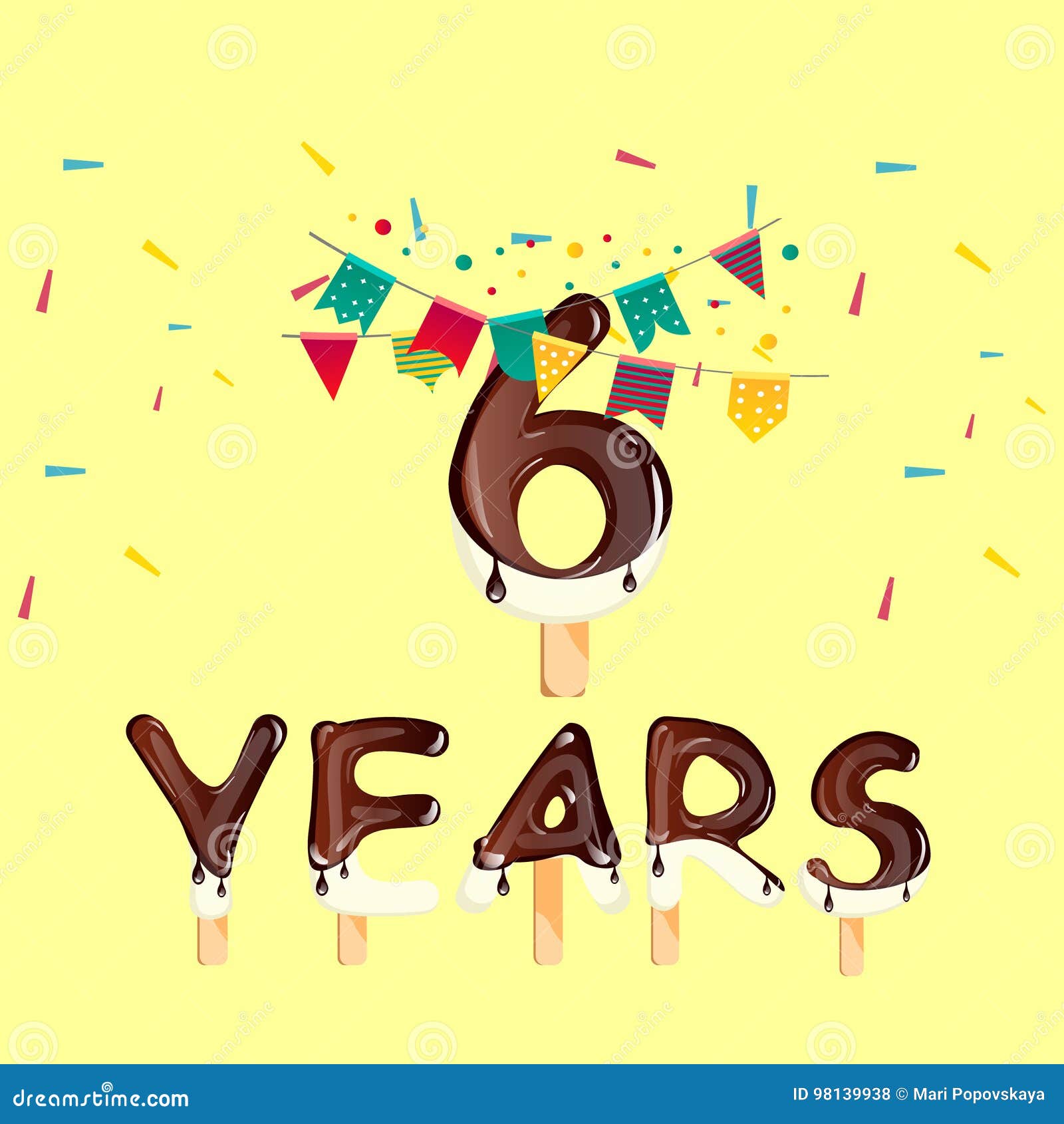 Sixth Birthday Greetings Card With A Cute Owl. Kids Party With Animals ...