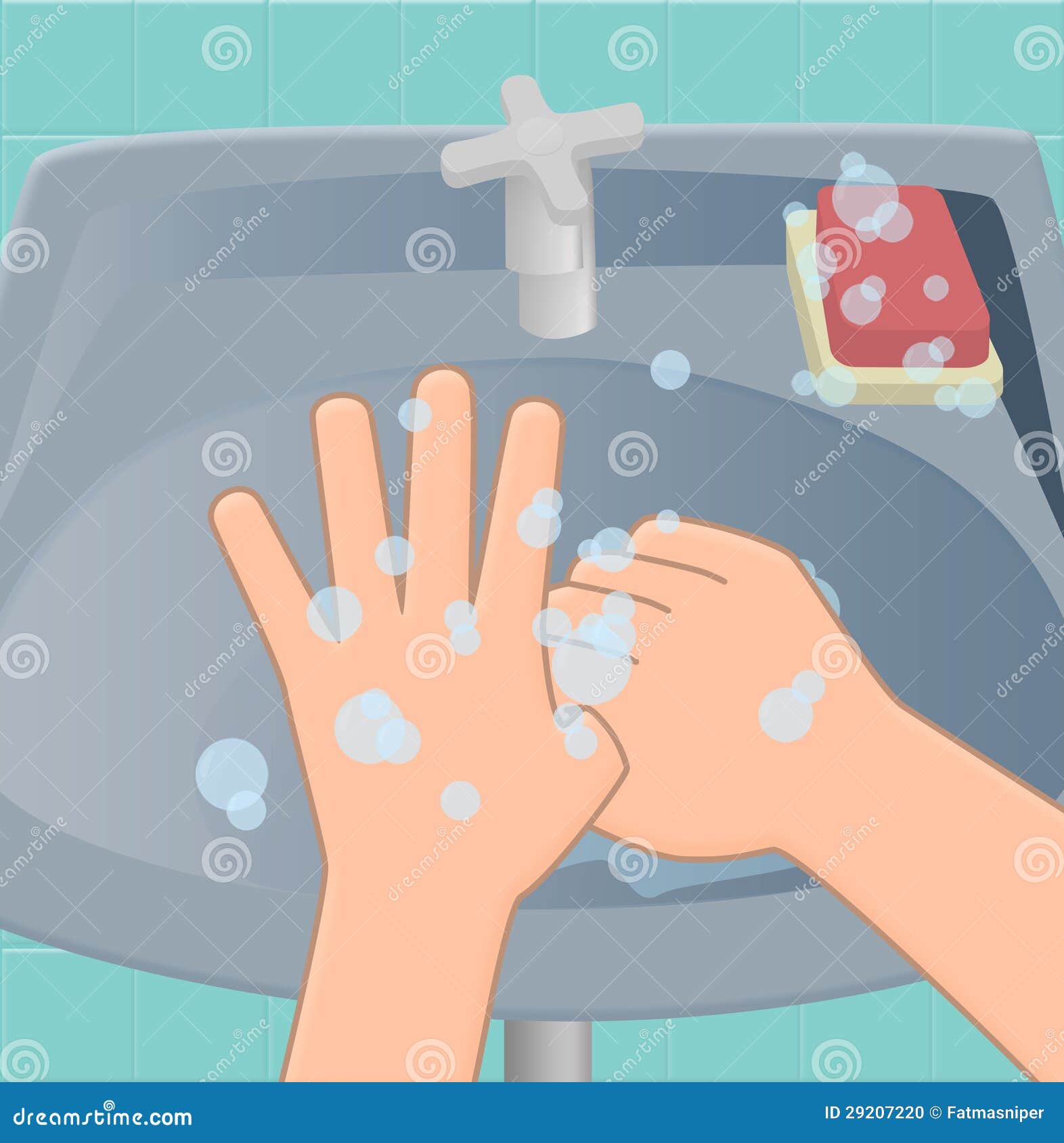 The Sixth Stage of Washing Hands Stock Illustration - Illustration of ...