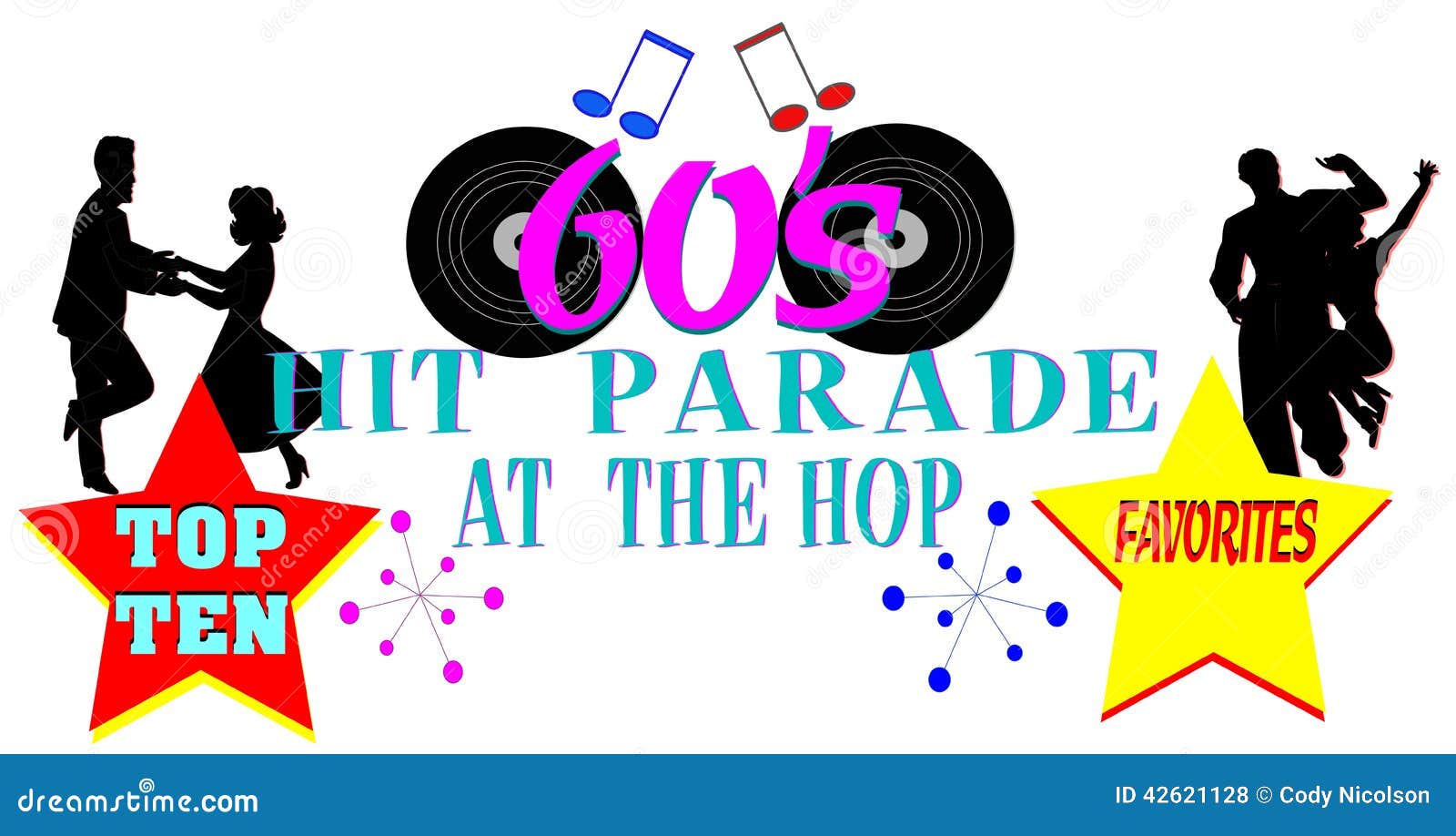 Sixties hit parade design stock illustration. Illustration of kitsch ...
