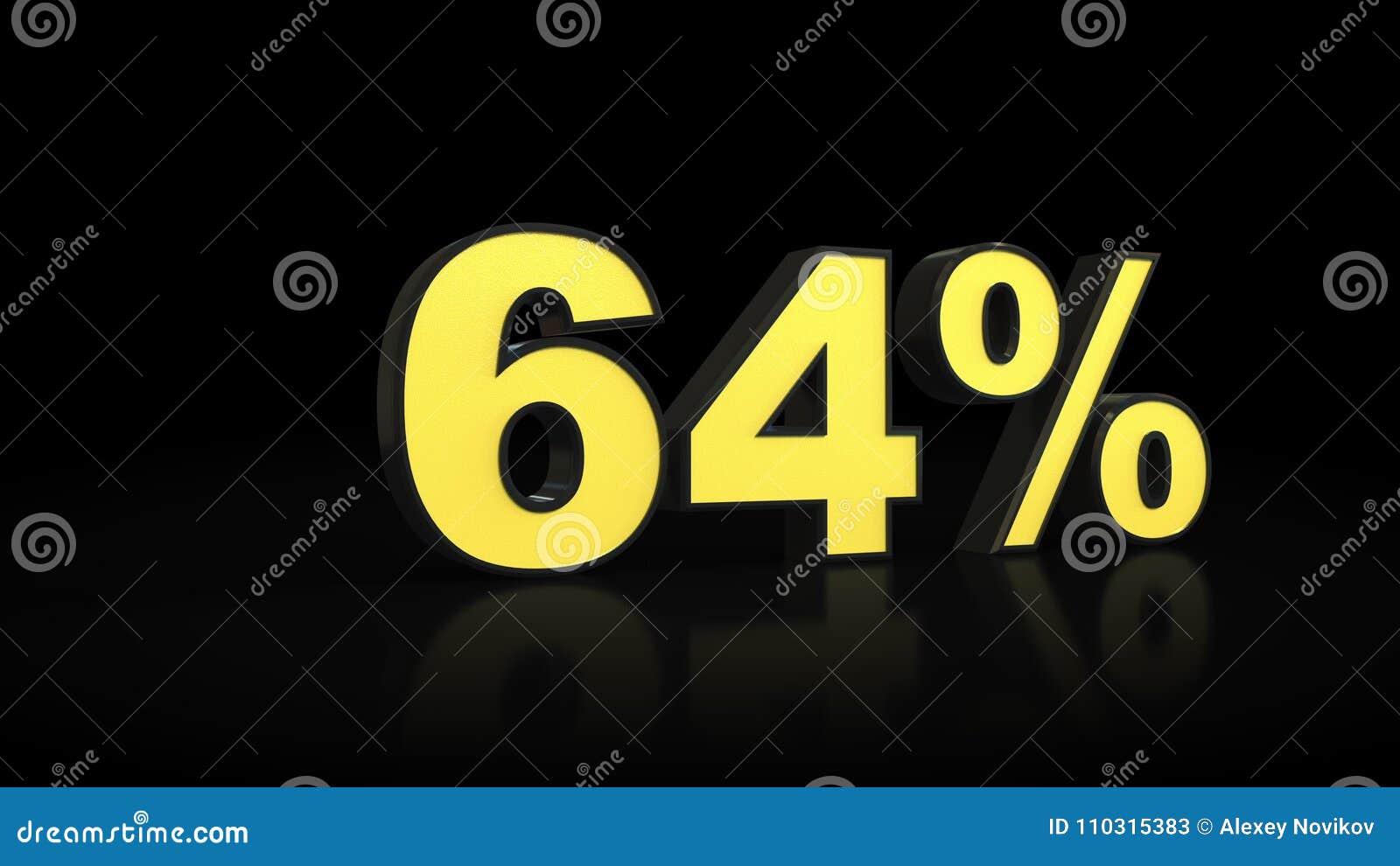 Sixty-four 64 Percent 3D Rendering Stock Illustration - Illustration of ...