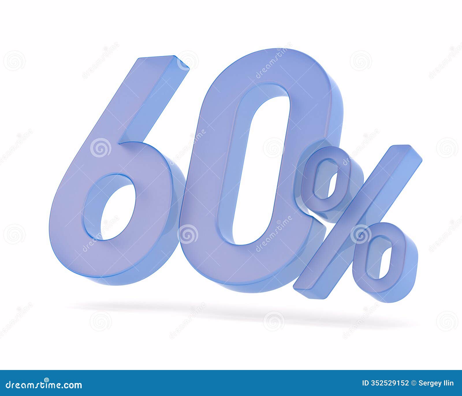 Sixty Percent on White Background. Isolated 3D Illustration Stock ...