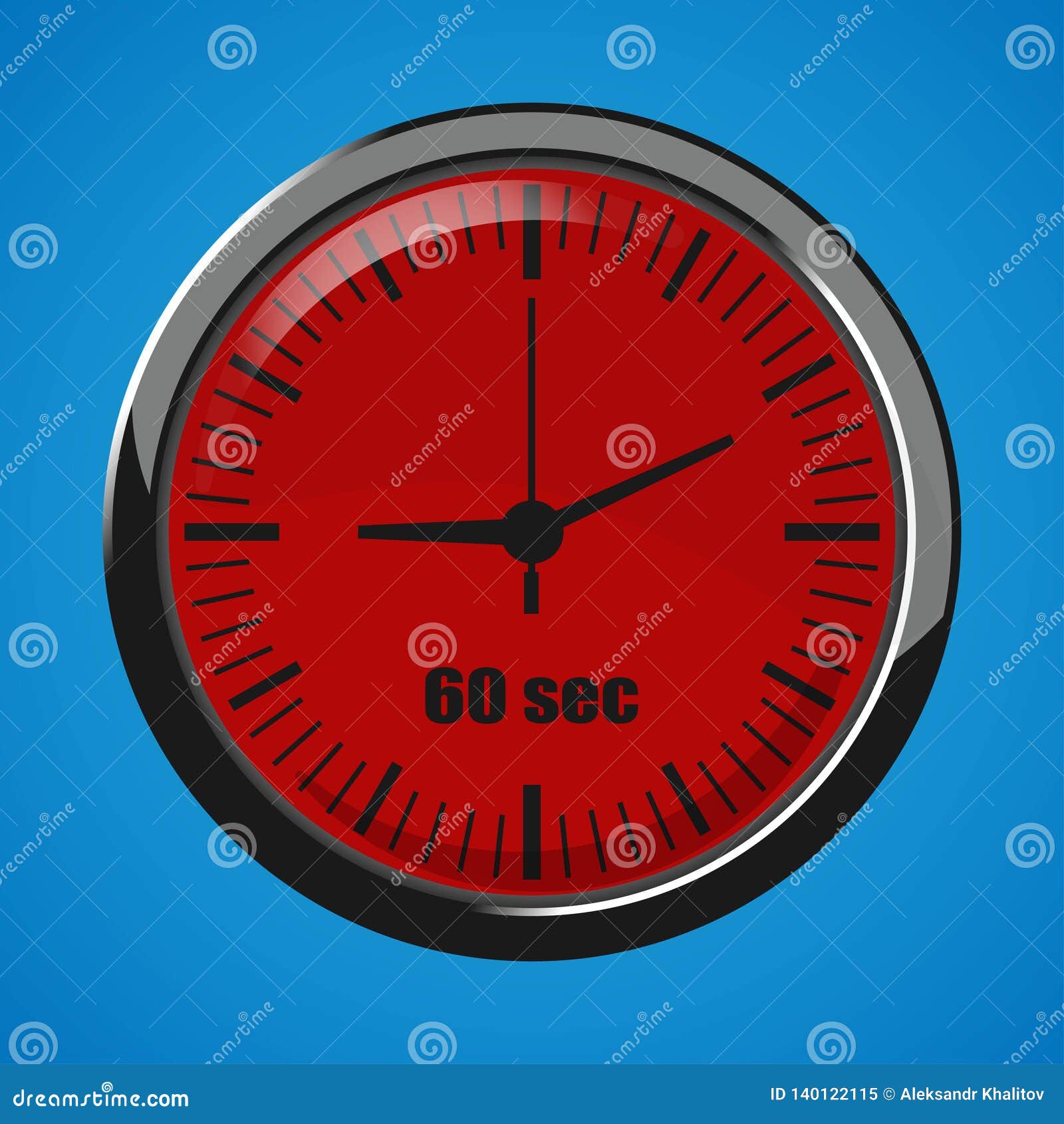 Sixty Seconds Clock on Blue Background. Clock 3d Icon Stock ...