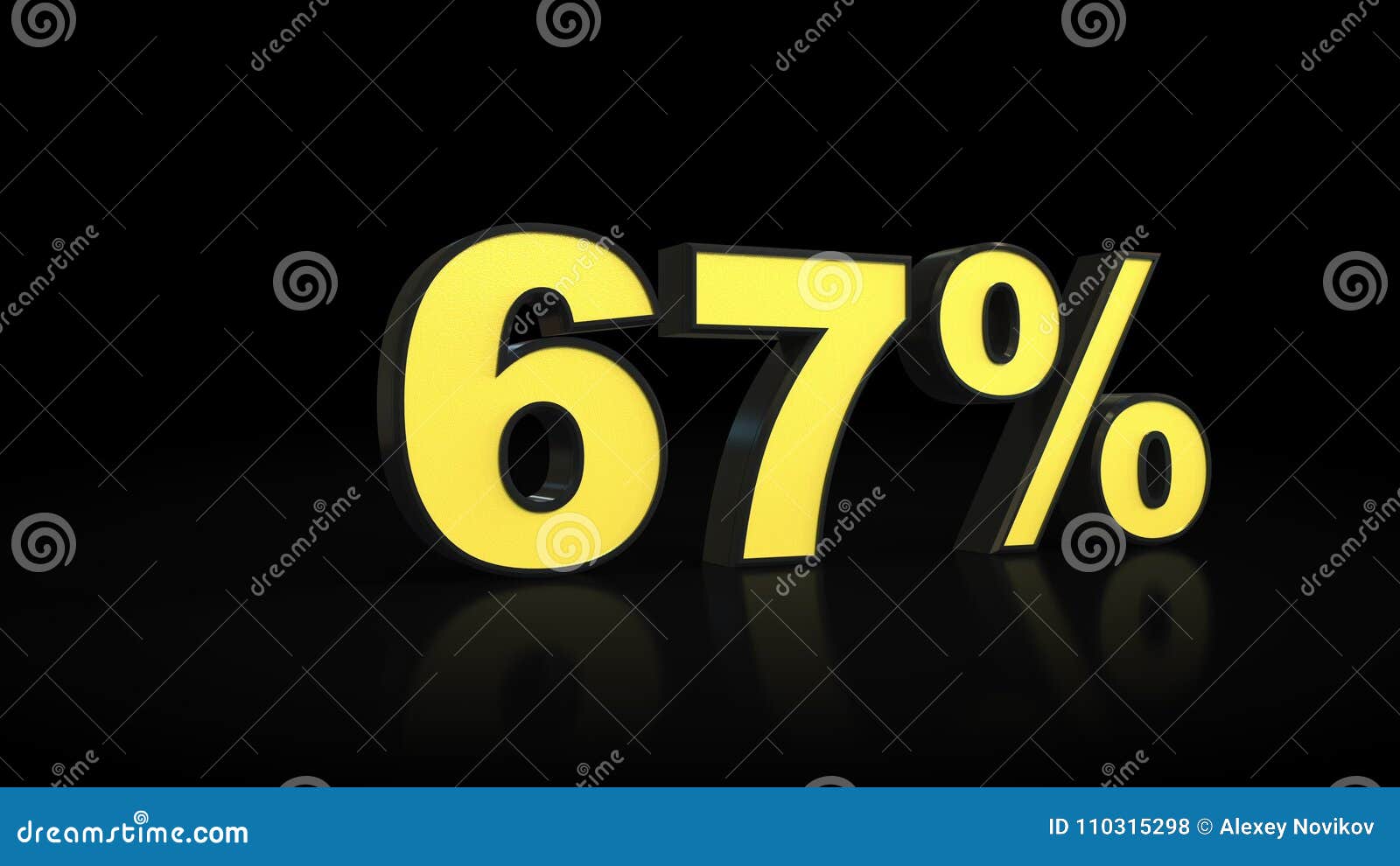 Sixty-seven 67 Percent 3D Rendering Stock Illustration - Illustration ...