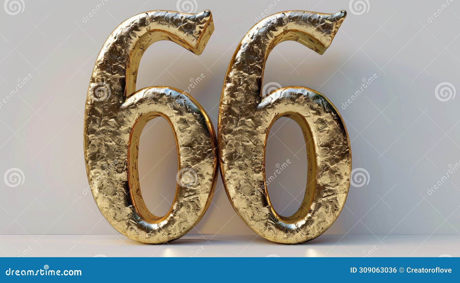 Sixty Six Gold Number on White Wall Background Stock Illustration ...