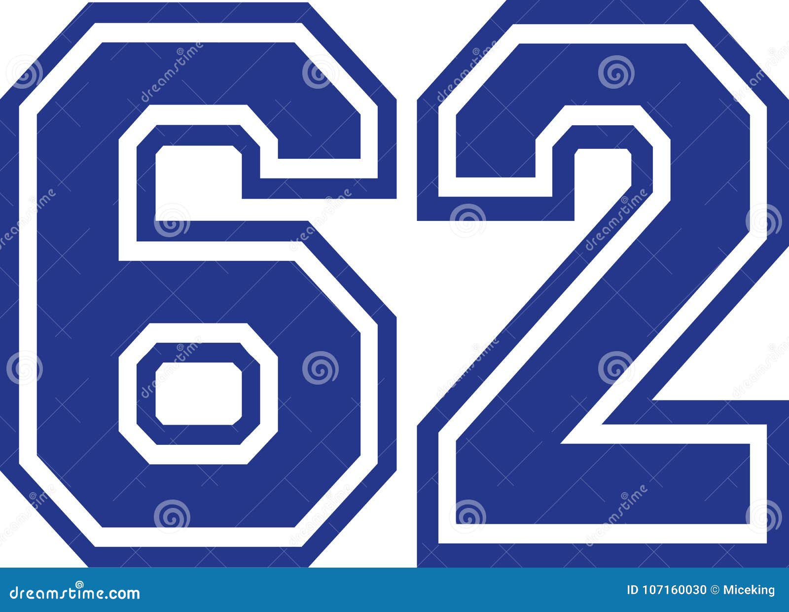 Sixty-two College Number 62 Stock Vector - Illustration of figure ...