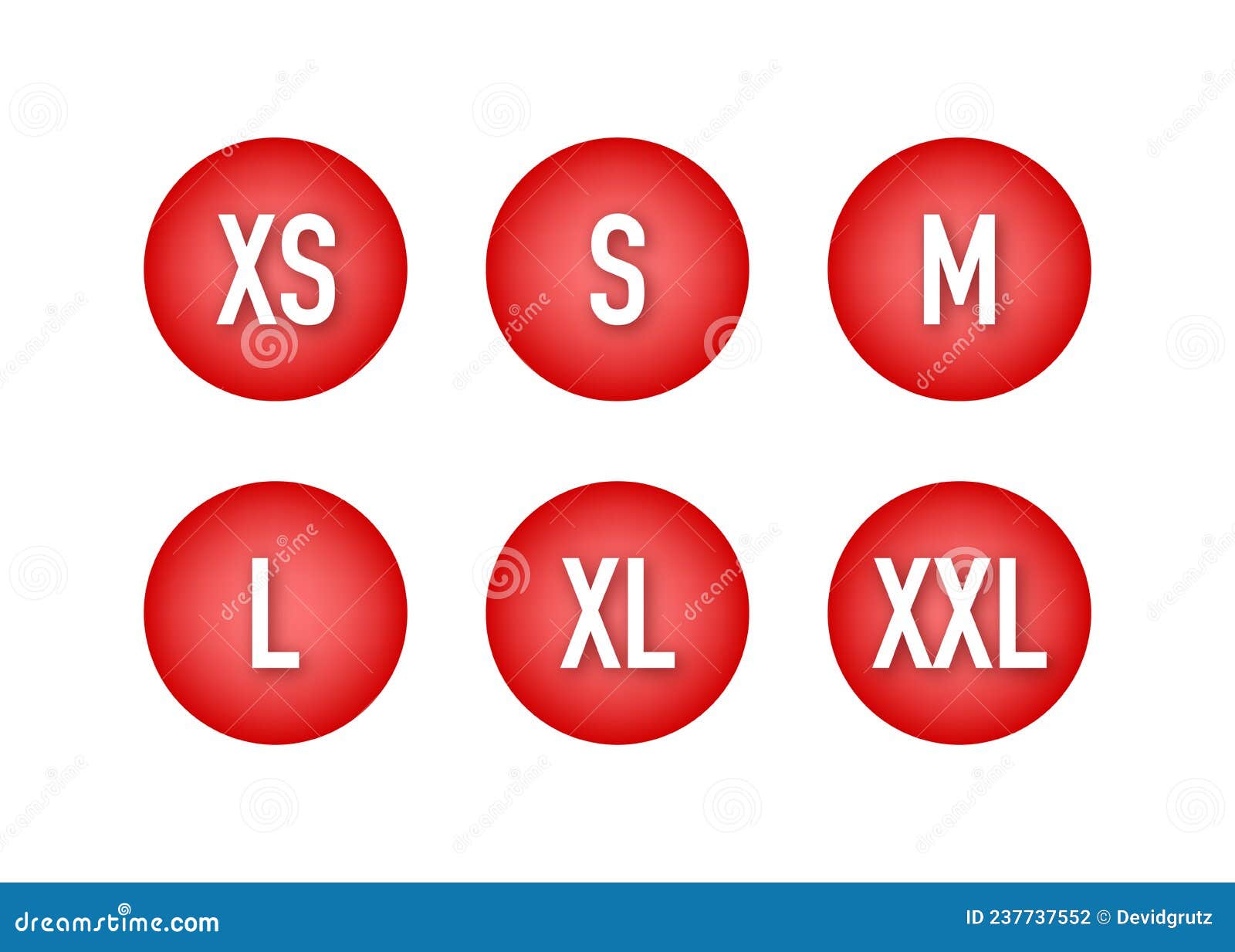 Size Clothes Tag Set in Flat Style on Red Background. Vector Flat ...