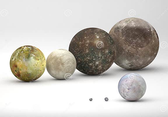 Size Comparison between Jupiter and Neptune Moons Stock Illustration ...