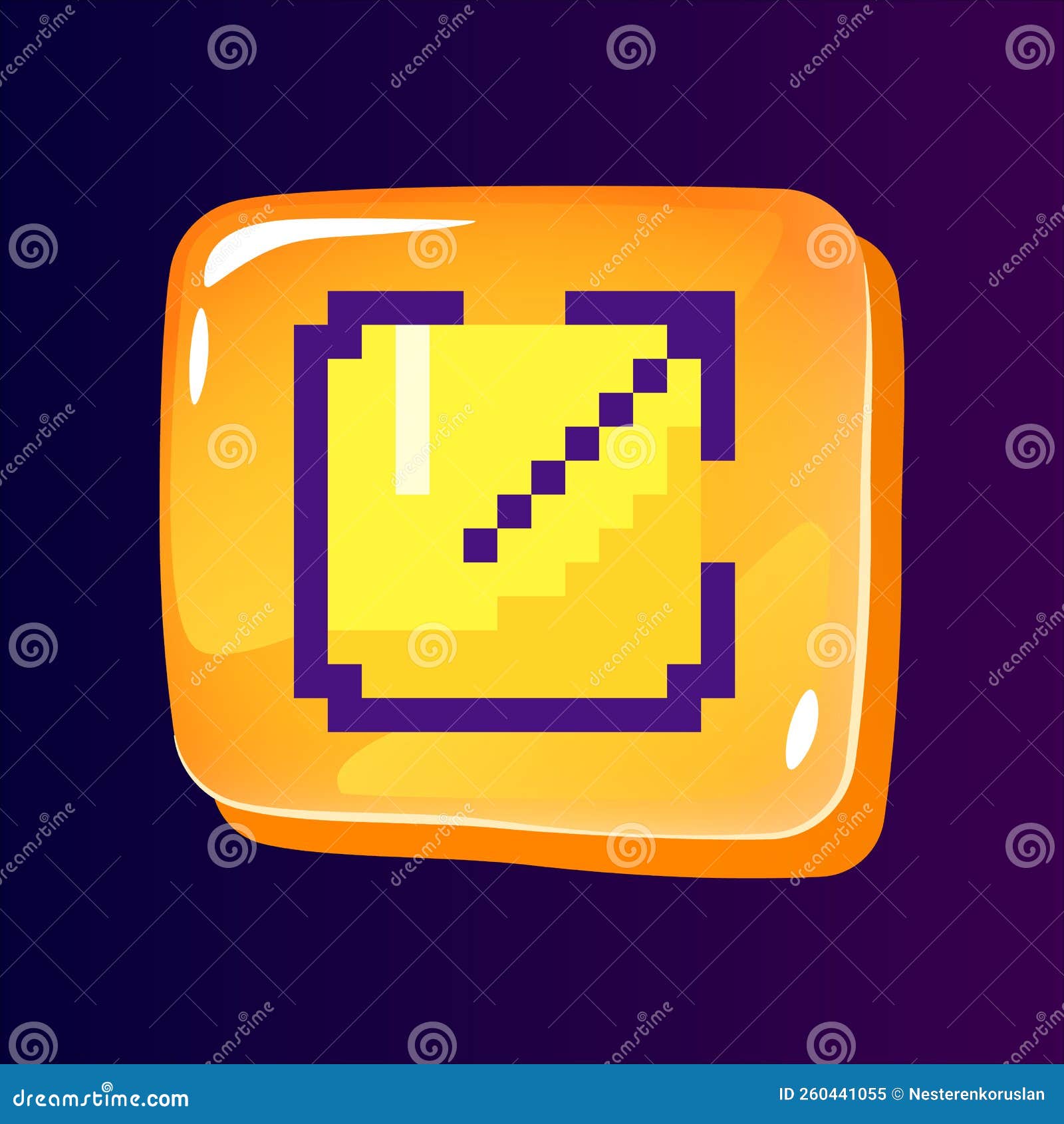 Size Expand Glossy Ui Button with Pixelated Color Icon Stock Vector ...