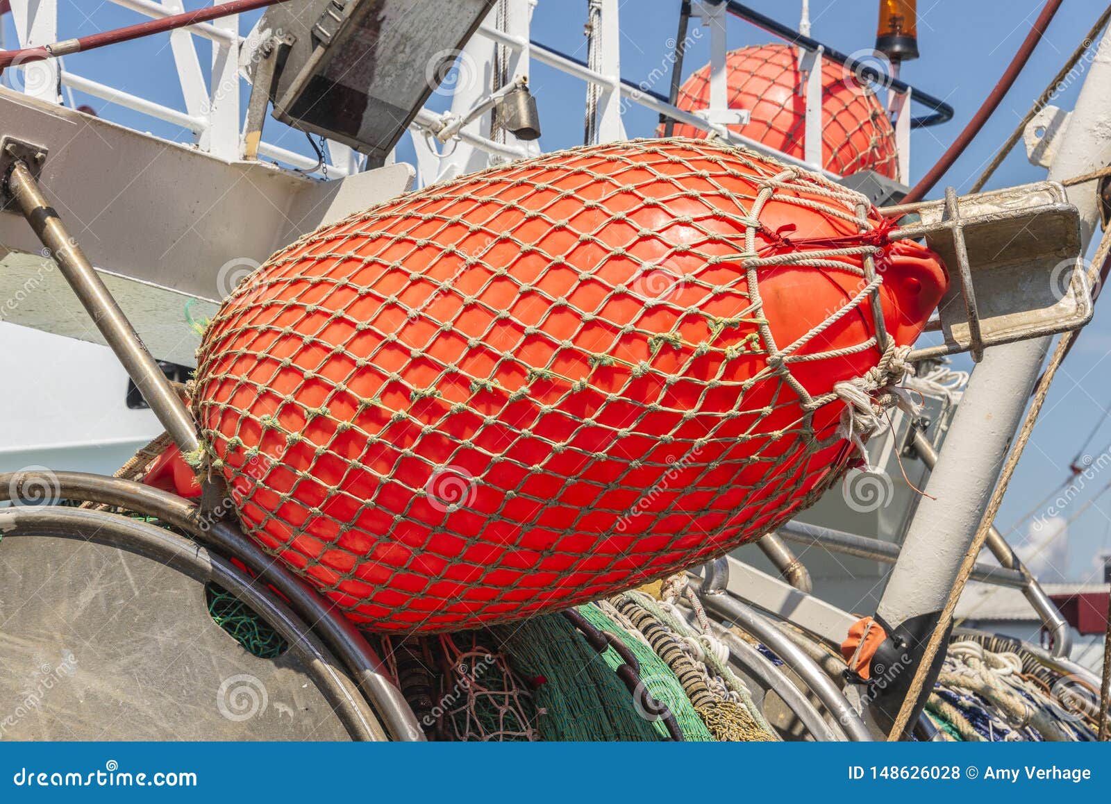 Size Orange Plastic Buoy Wrapped in a Net of Rope Stock Photo - Image ...