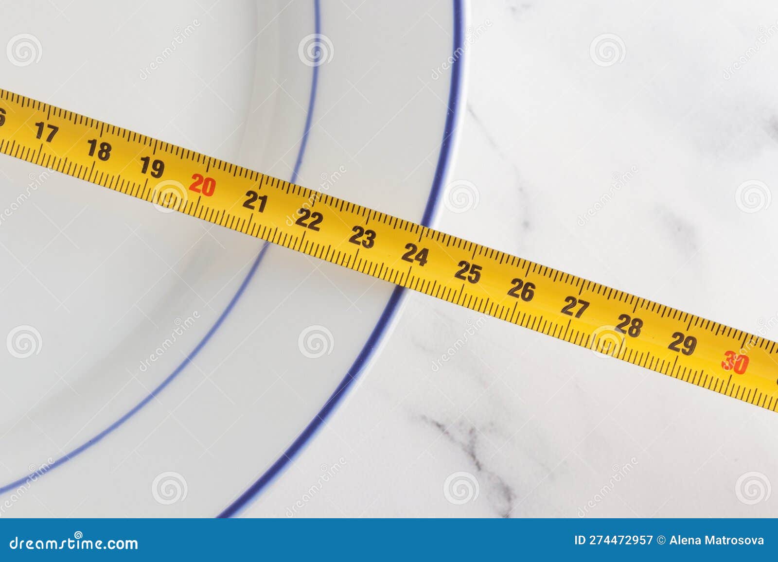Size of Plate on a White Background, Measuring Tape Stock Image - Image ...