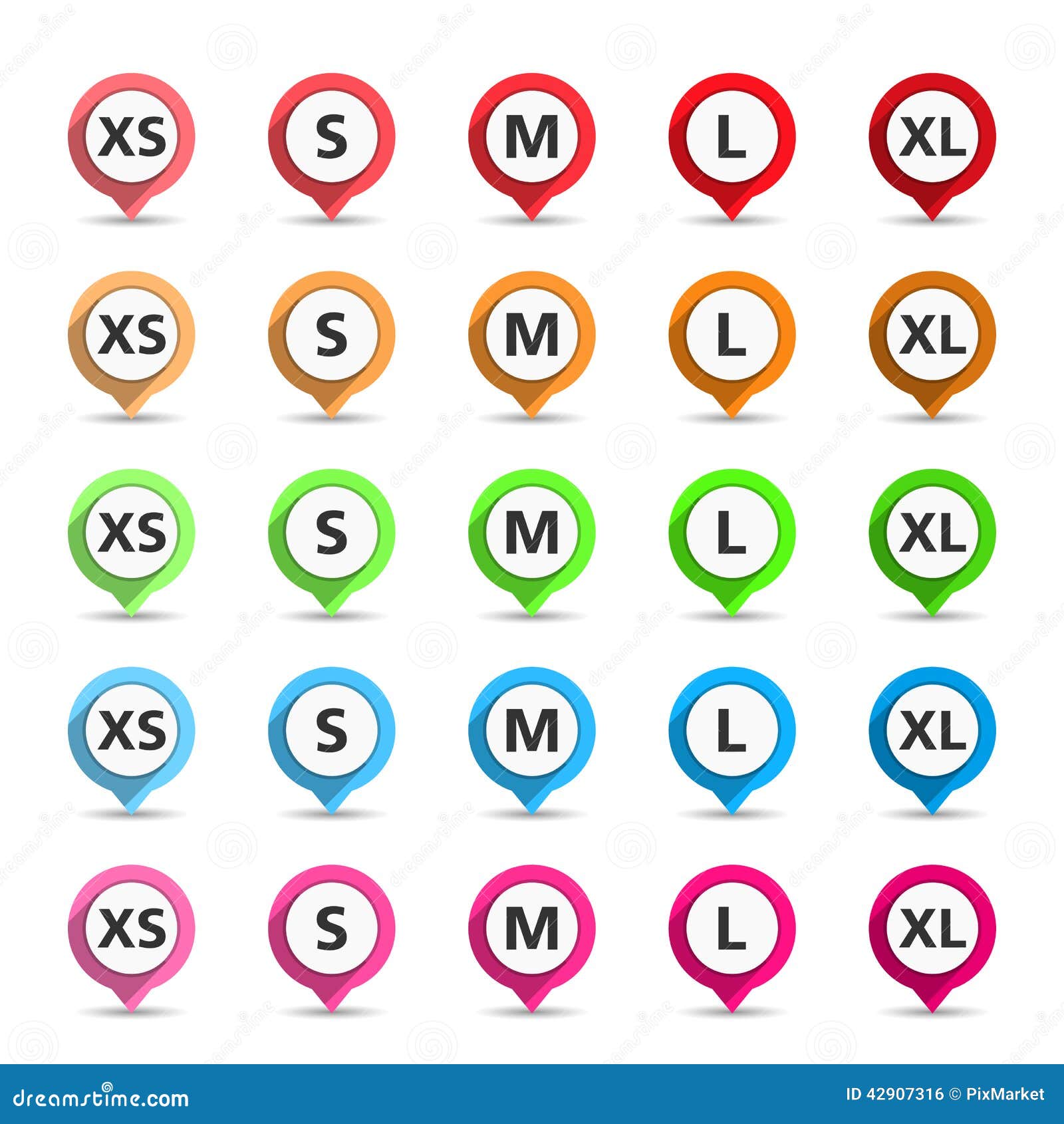 Size Tags And Measurements Drop Shadow Black Glyph Icons Set. Head And ...