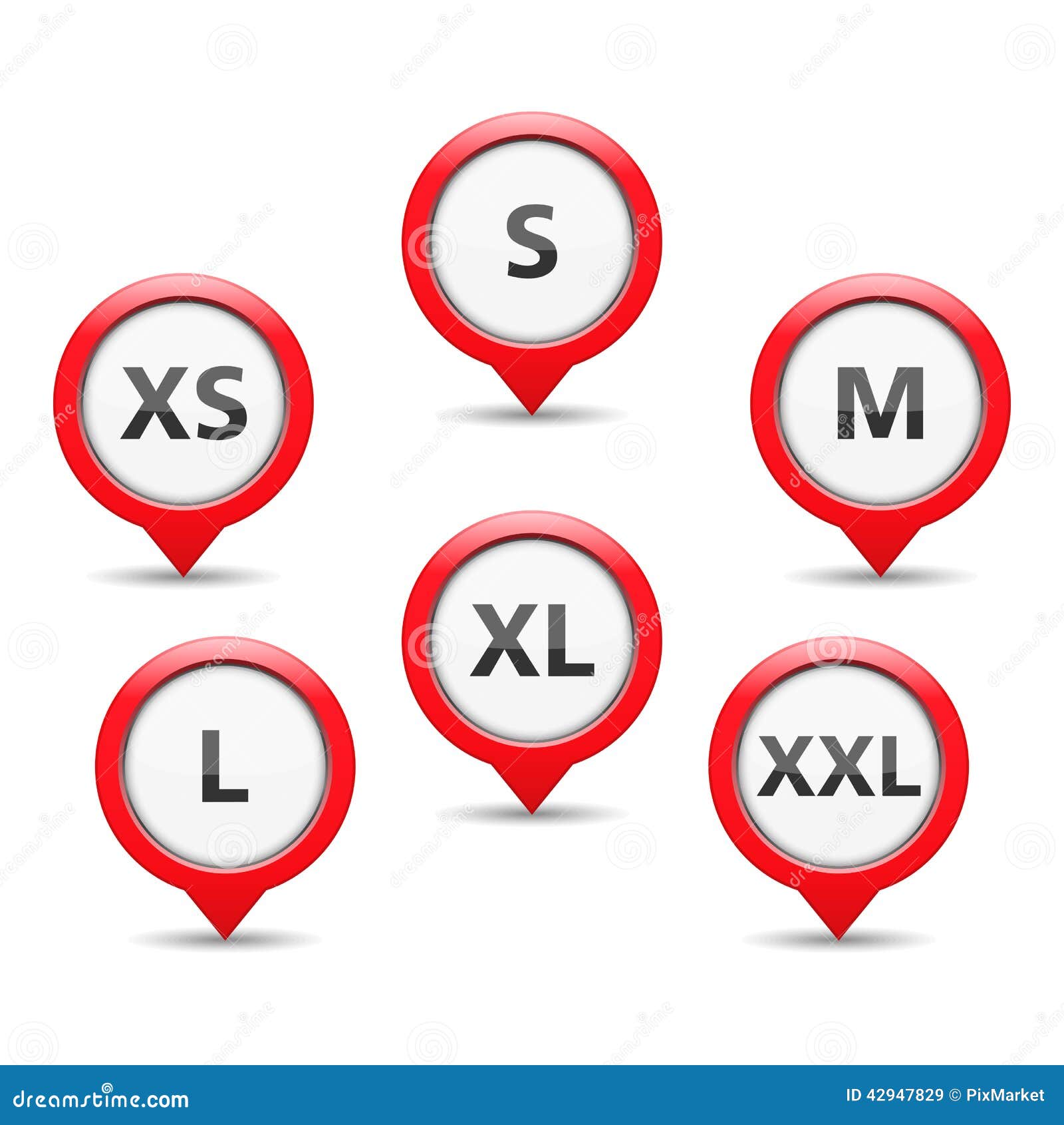 Size Tags And Measurements Drop Shadow Black Glyph Icons Set. Head And ...