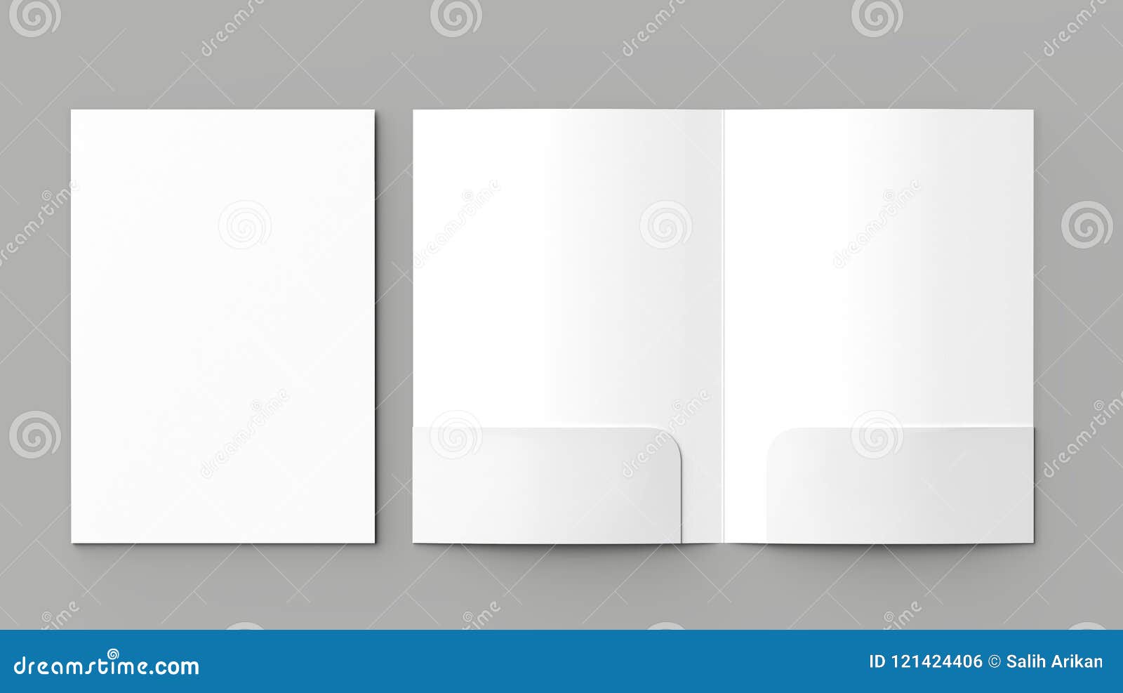 A4 Size Two Pockets Reinforced Folder Mock Up Isolated On Gray B ...