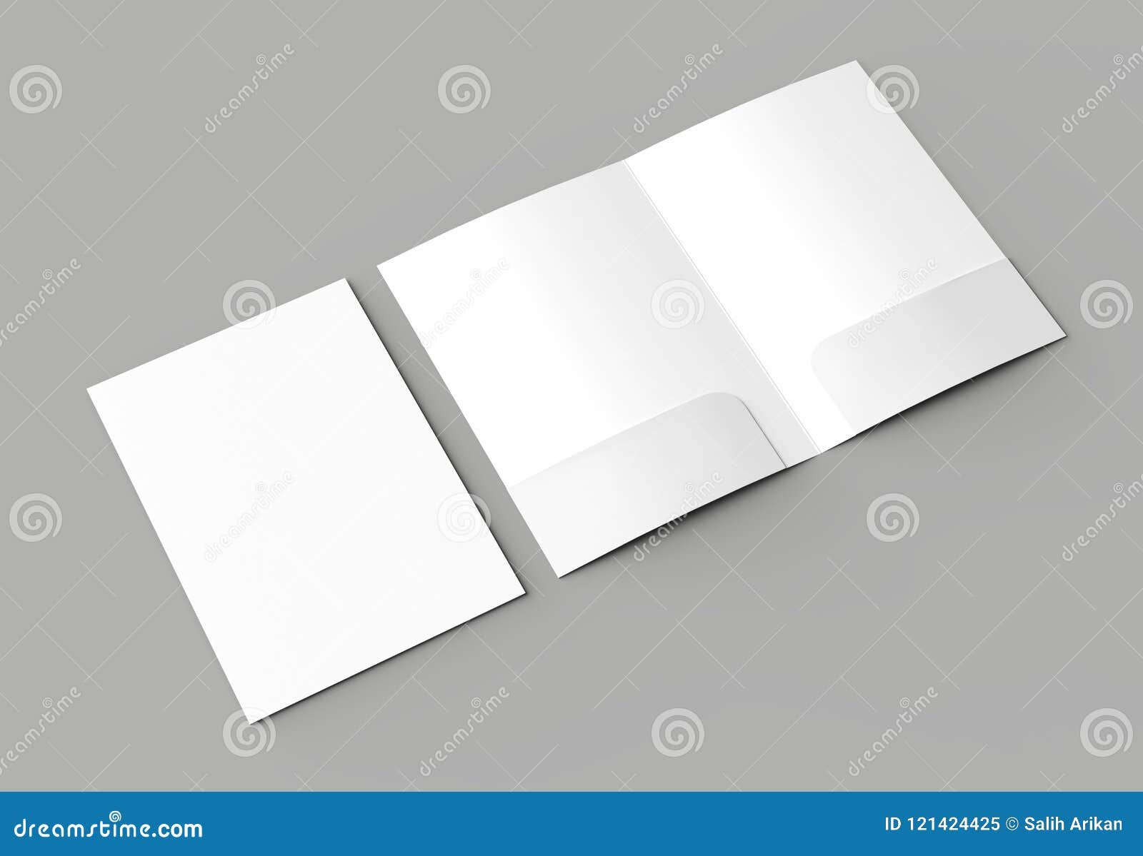 A4 Size Two Pockets Reinforced Folder Mock Up Isolated on Gray B Stock ...
