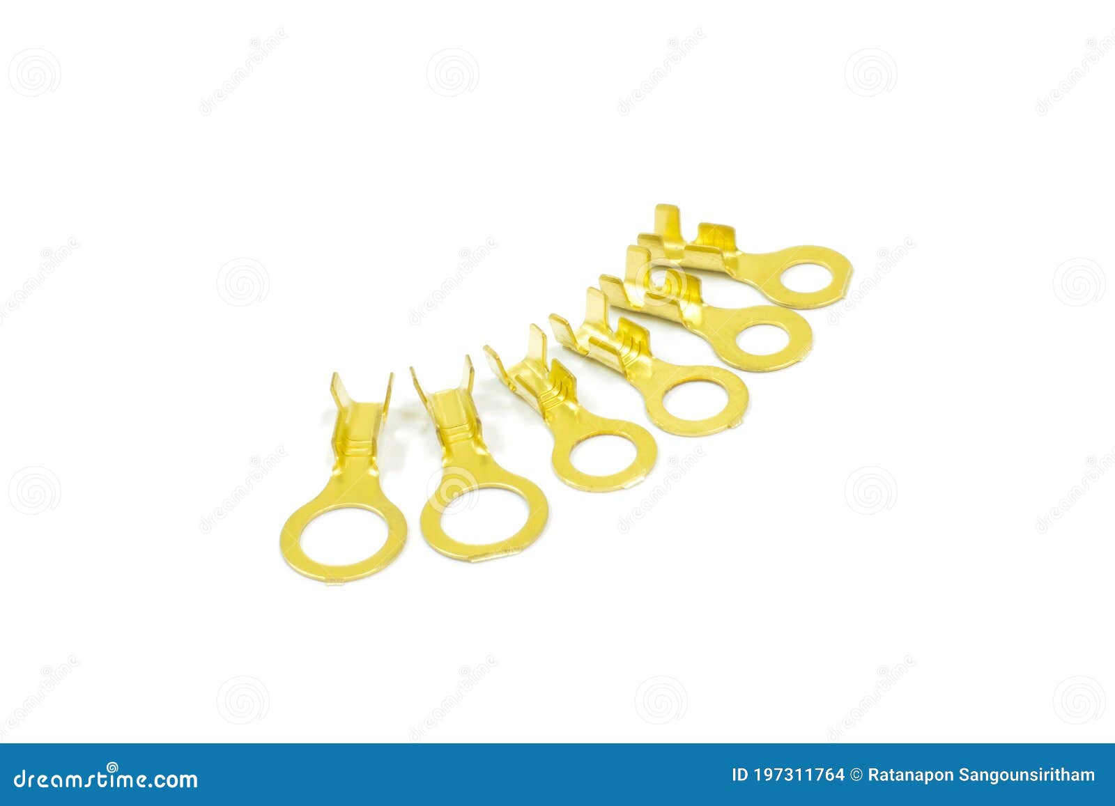 3 Sizes of Brass Terminal on on White Background, Isolated Stock Photo ...