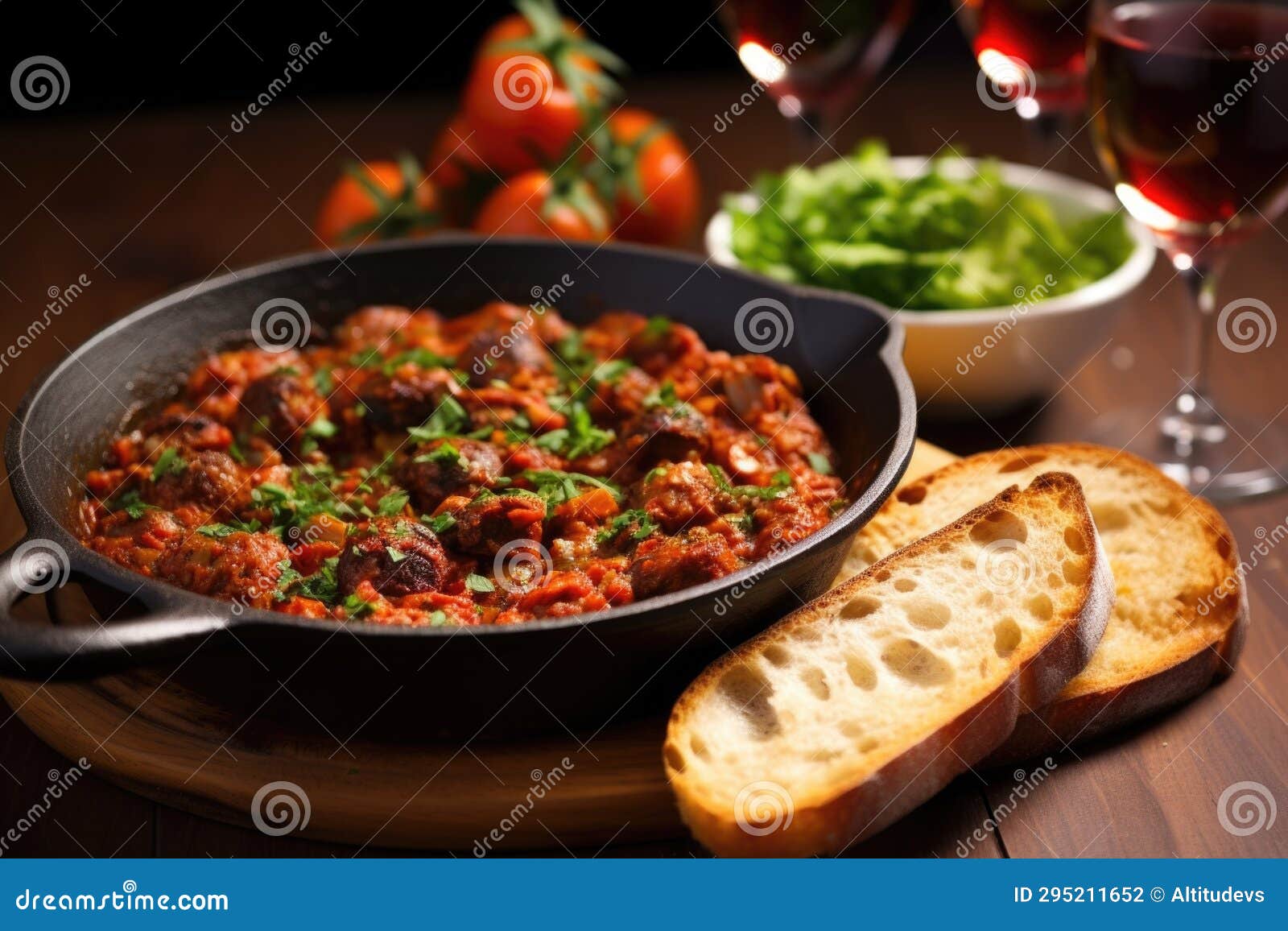 Sizzling Chorizo Tapas Served with Crusty Bread Stock Photo - Image of ...