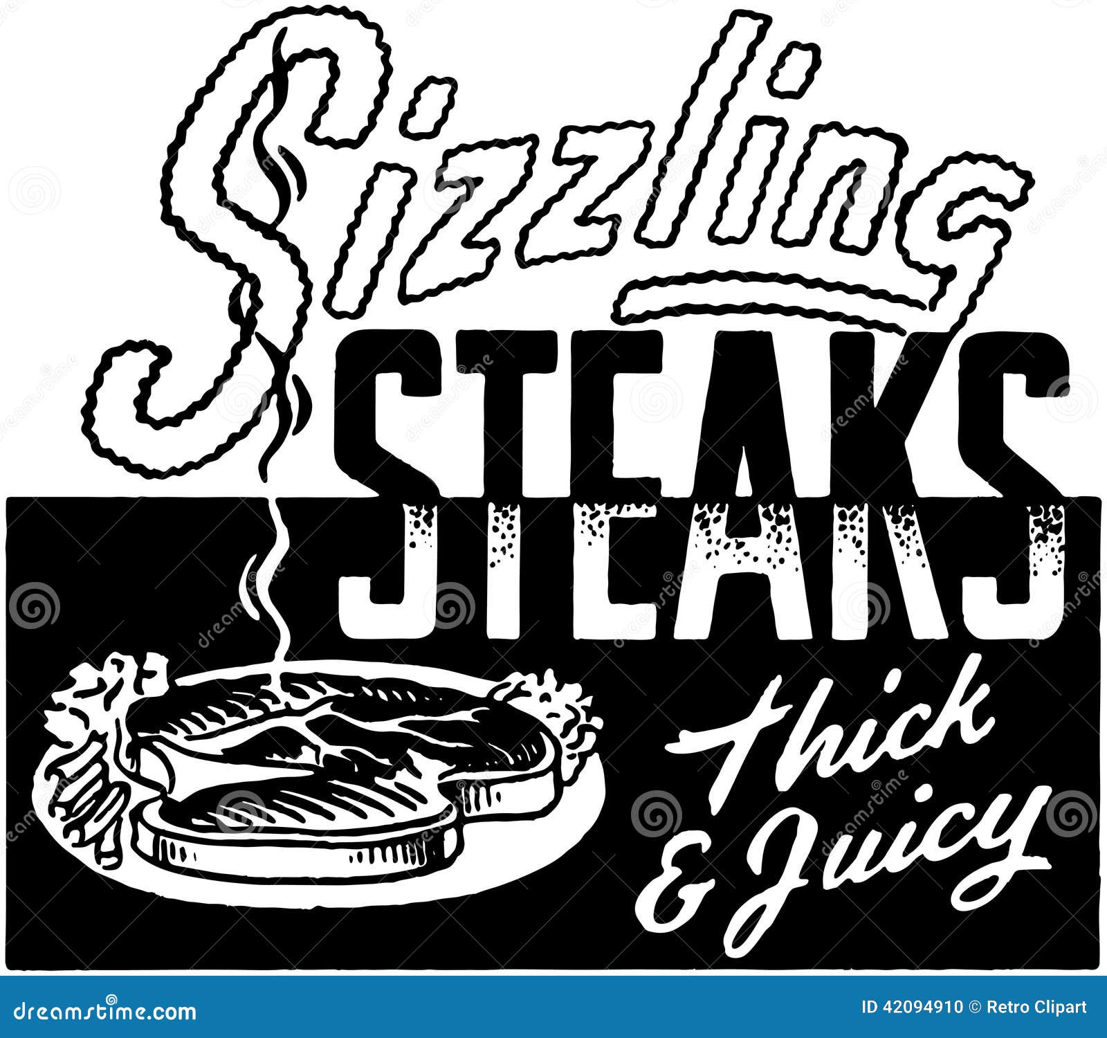 Sizzling Steaks stock vector. Illustration of barbecues - 42094910