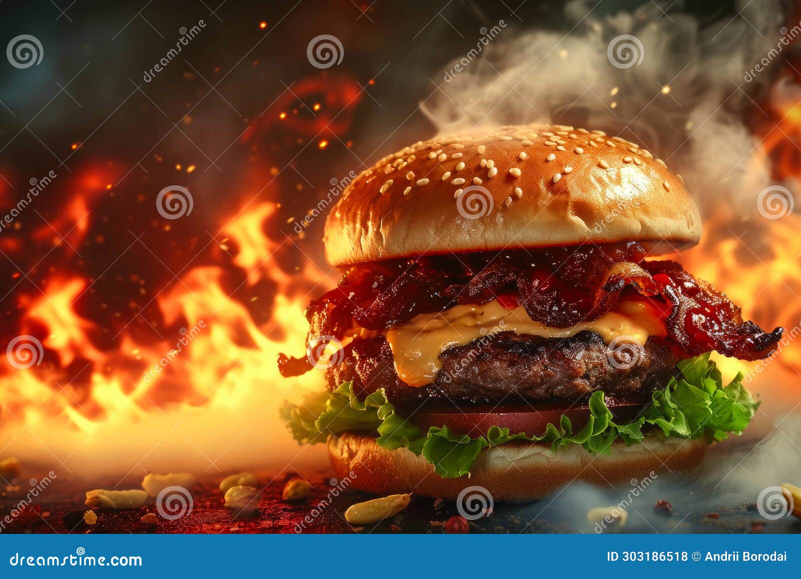 Sizzling Temptation: Devil S Burger in Inferno. Stock Illustration ...