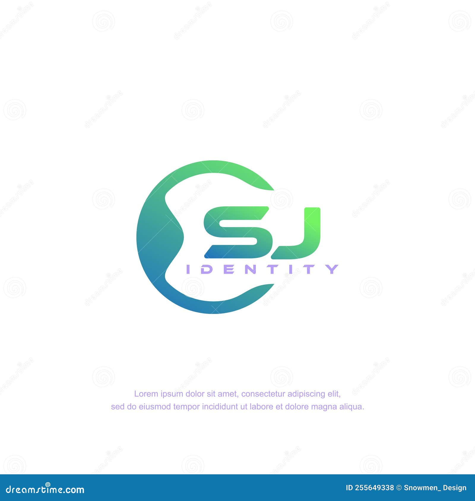 SJ Initial Letter Circular Line Logo Template Vector with Gradient ...
