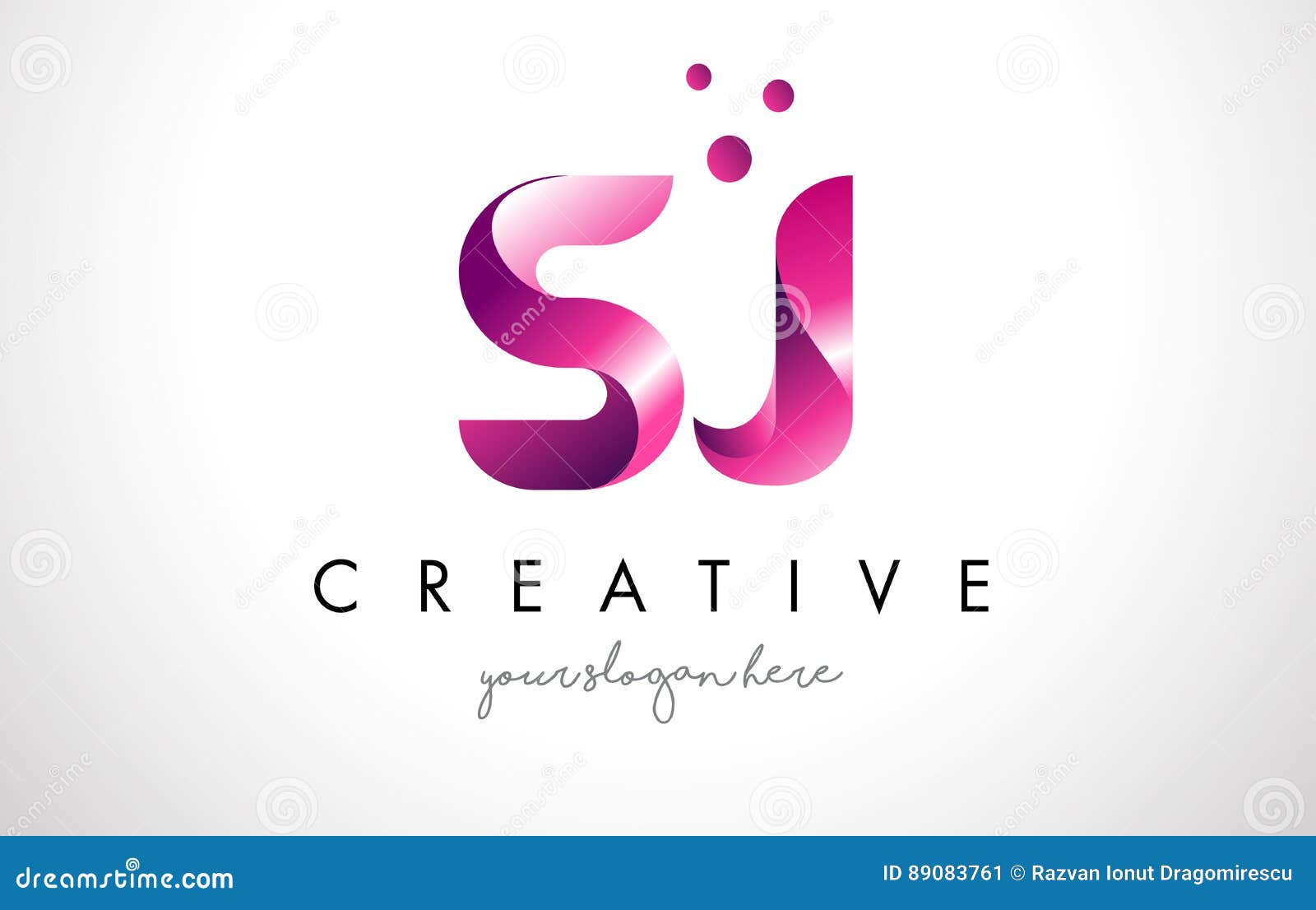 SJ Letter Logo Design with Purple Colors and Dots Stock Vector ...